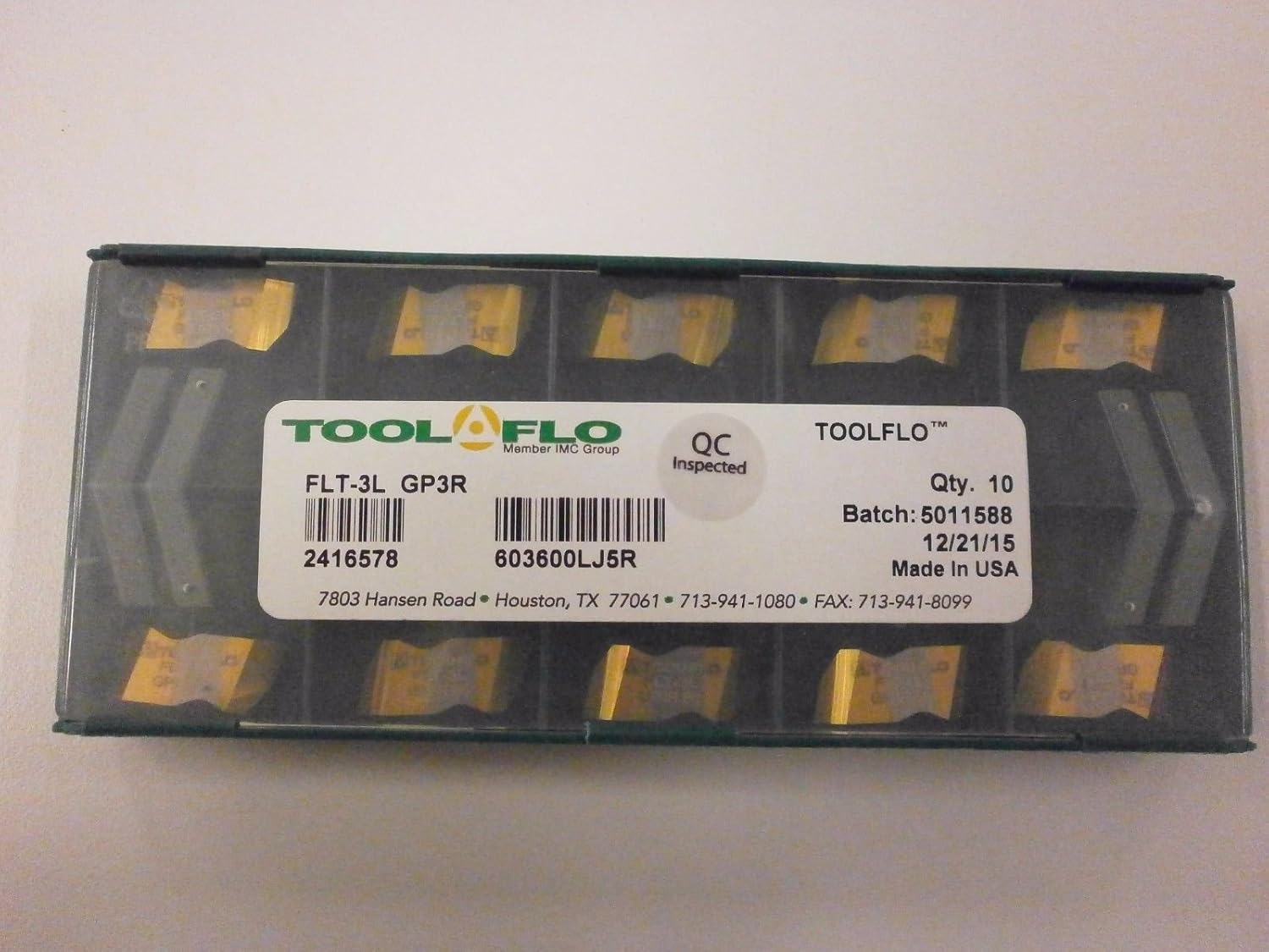 10pc) ToolFlo FLT 3L GP3R Top Notch Coated Carbide 60° V Threading ...