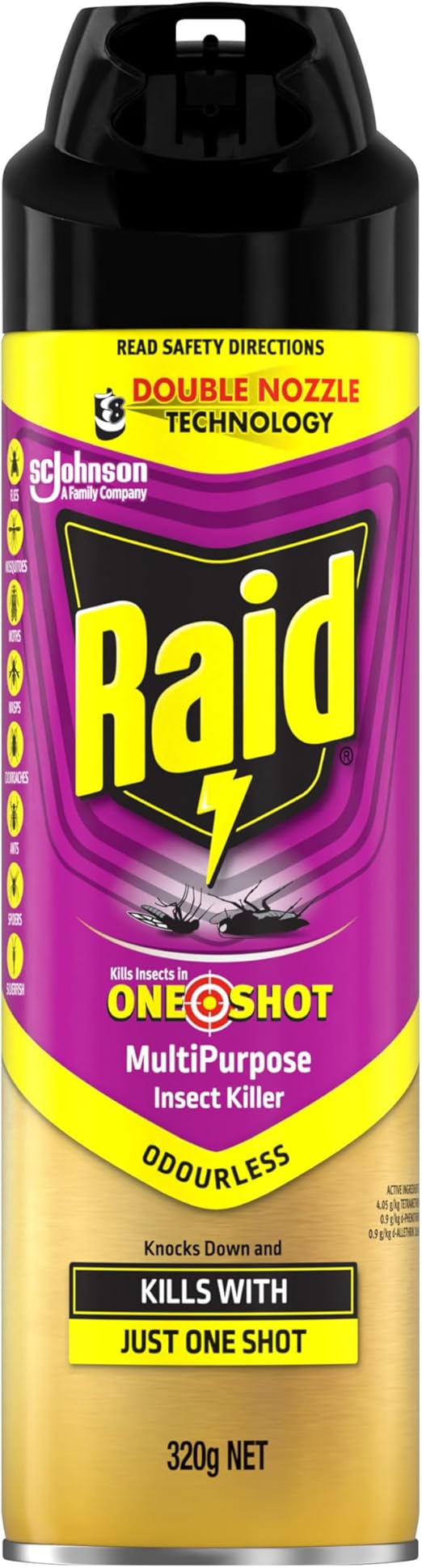 Raid One Shot Double Nozzle Multipurpose Odourless Insect Killer Spray ...
