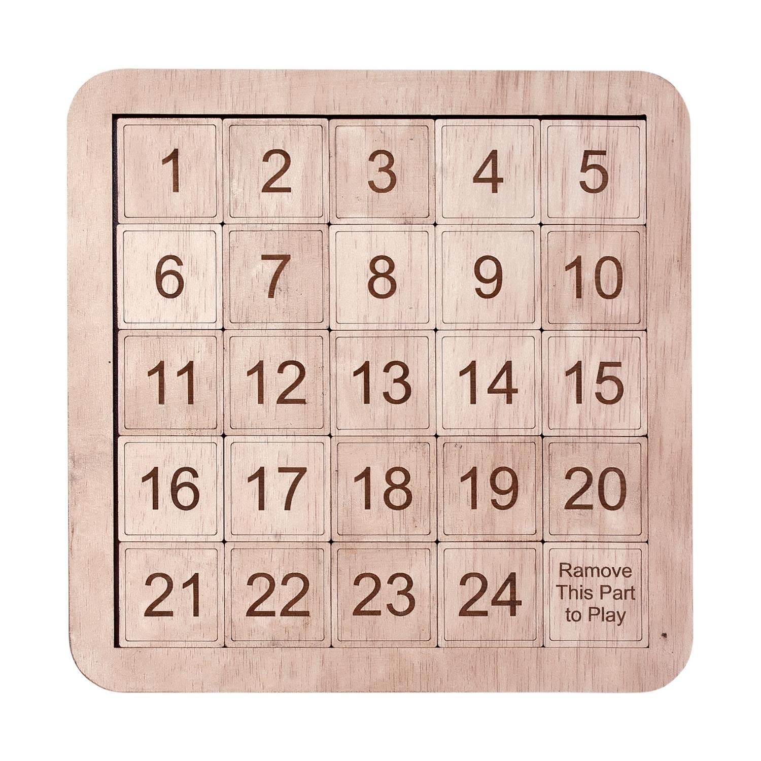 Woodycraft Wooden Number Slide 25 Puzzle for Kids and Adults, Brain ...