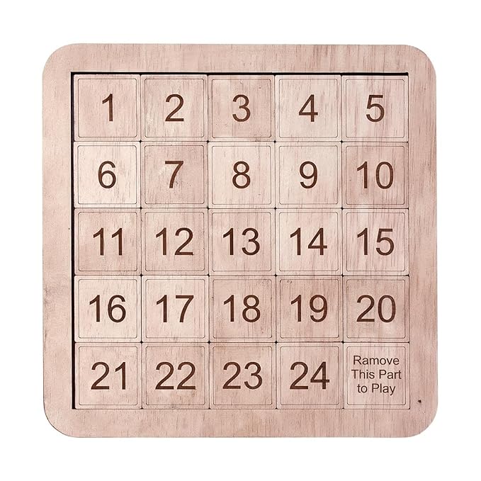 Woodycraft Wooden Number Slide 25 Puzzle for Kids and Adults, Brain ...