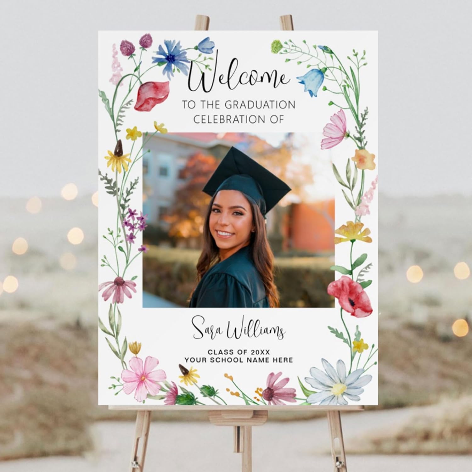 Amazon.com : Wildflowers Photo Graduation Welcome Sign, Graduation ...