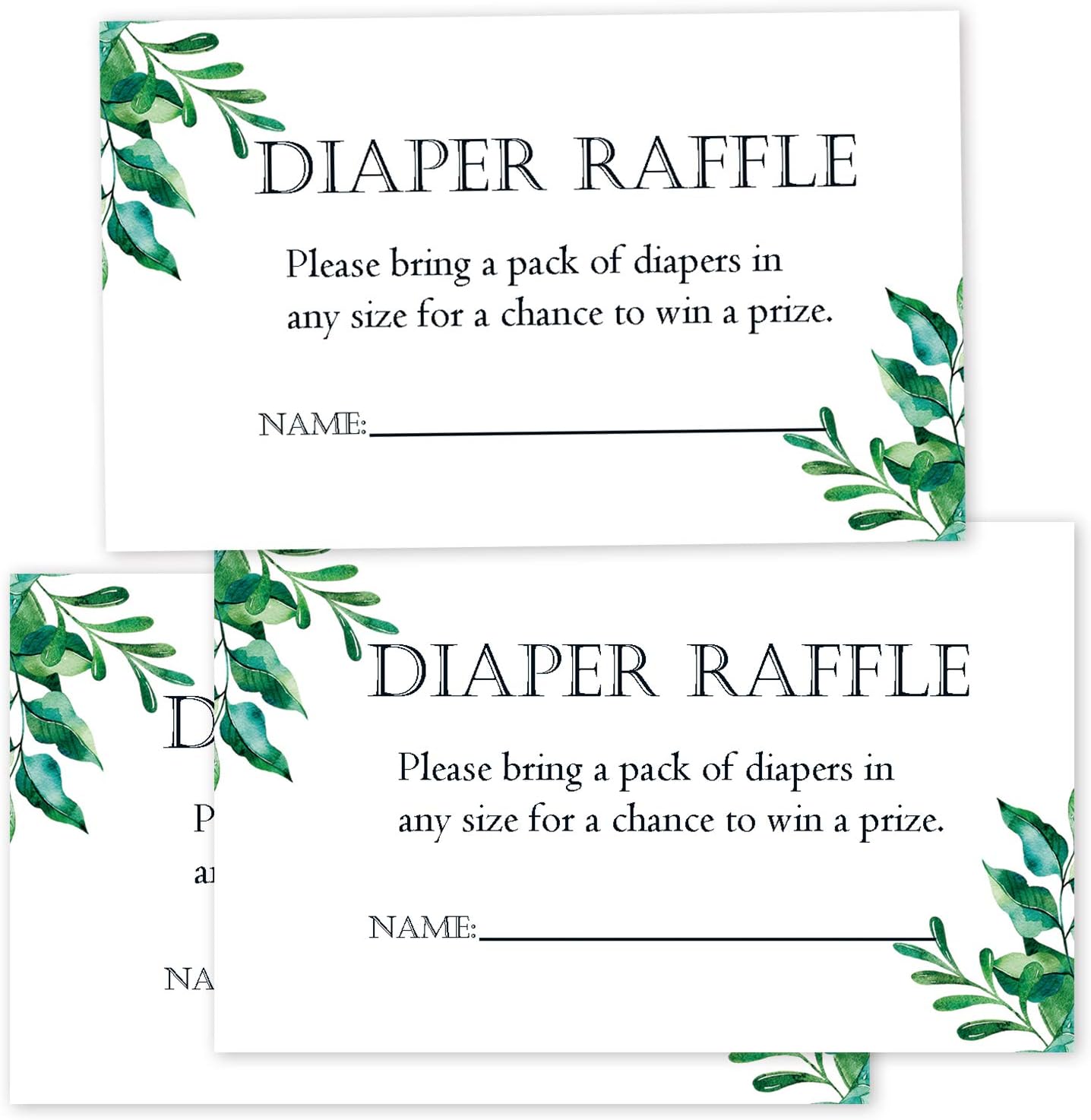 Amazon.com : 50 Pack Greenery Diaper Raffle Tickets for Baby Shower ...