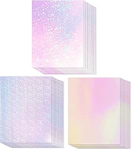 30Pcs A4 Holographic Shattered Glass Card Metallic Shiny Rainbow Glass ...