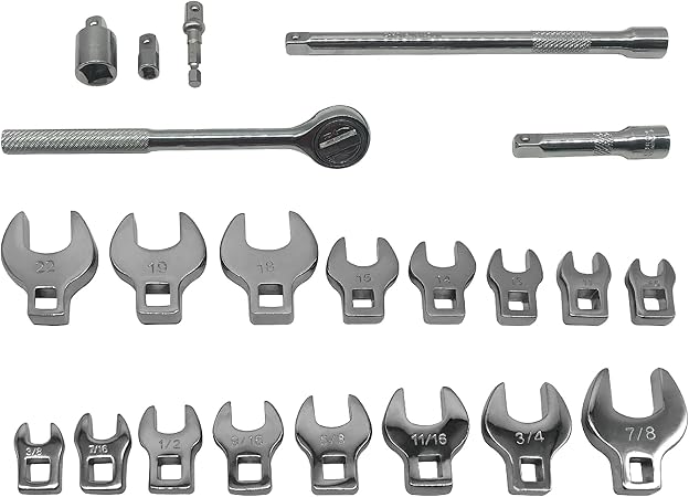 GOSWIFT 3/8" Drive Crowsfoot Wrench Set, 8-SAE 3/8"-7/8" & 8-Metric ...