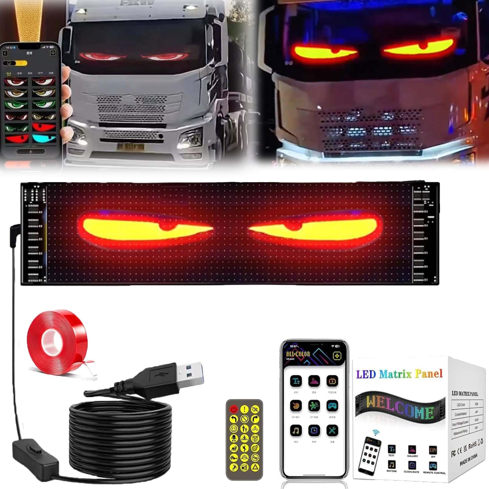 Blazexel Devil Eyes Light for Cars,Colorful Eye Lamp Soft Screen for ...