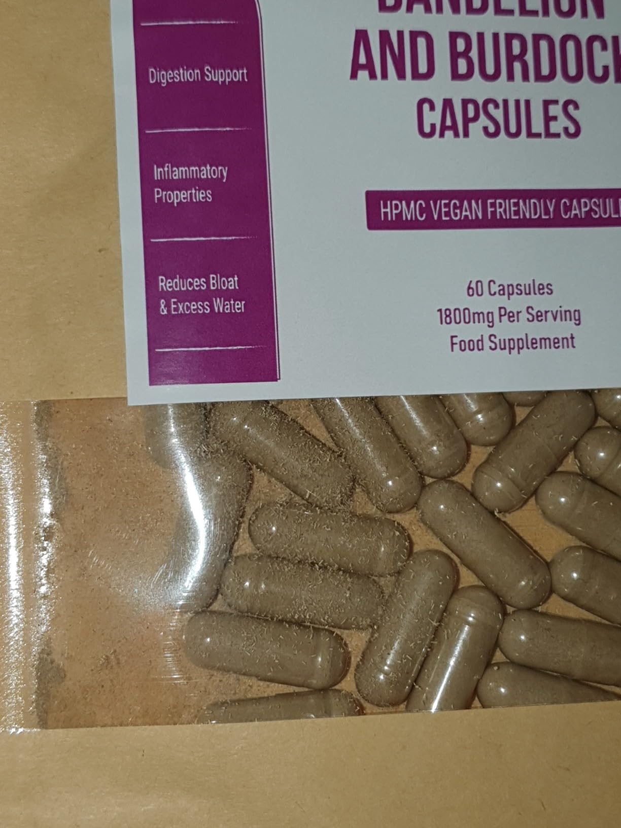 Dandelion and Burdock Root Capsules | 1800mg Per Serving | 60 Capsules ...