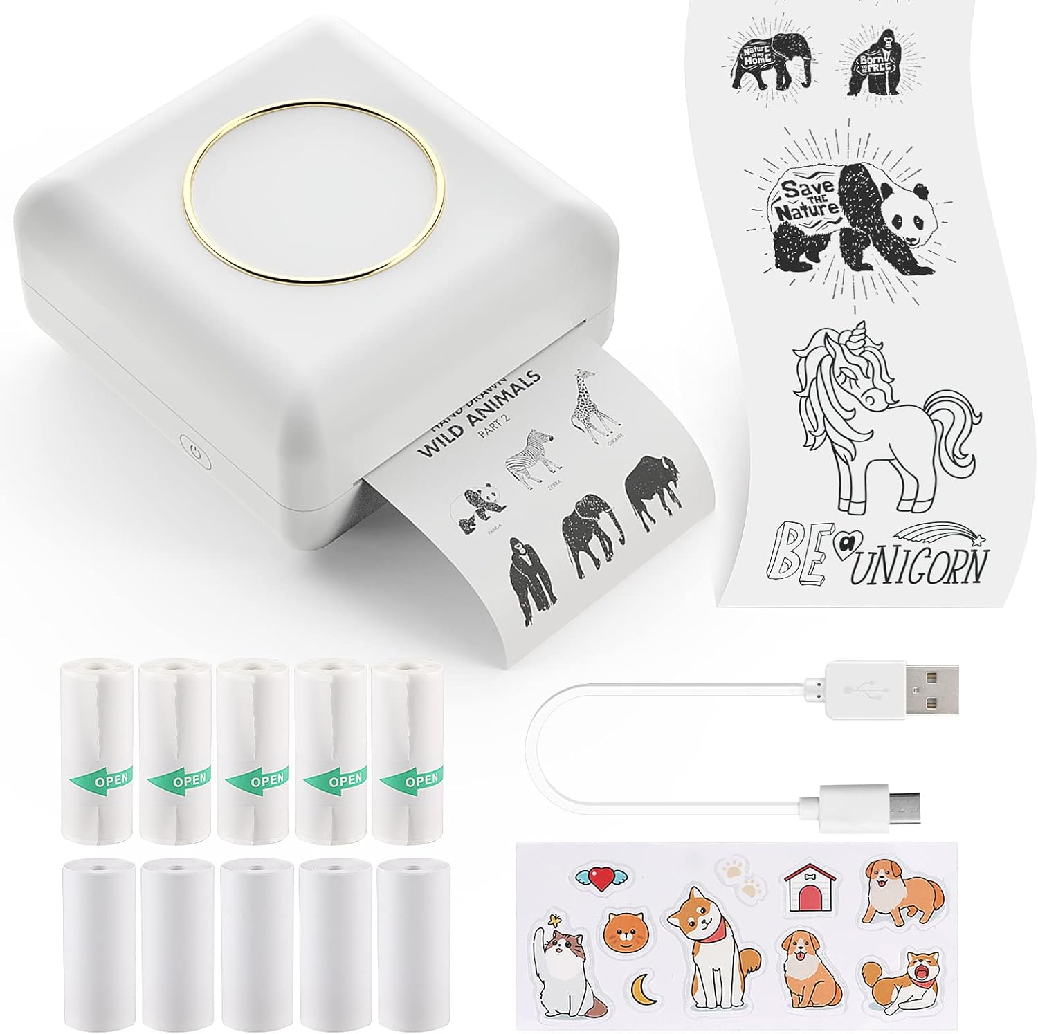 Thermal Mini Sticker Printer, Portable Printer Paper Sticker for iPhone ...