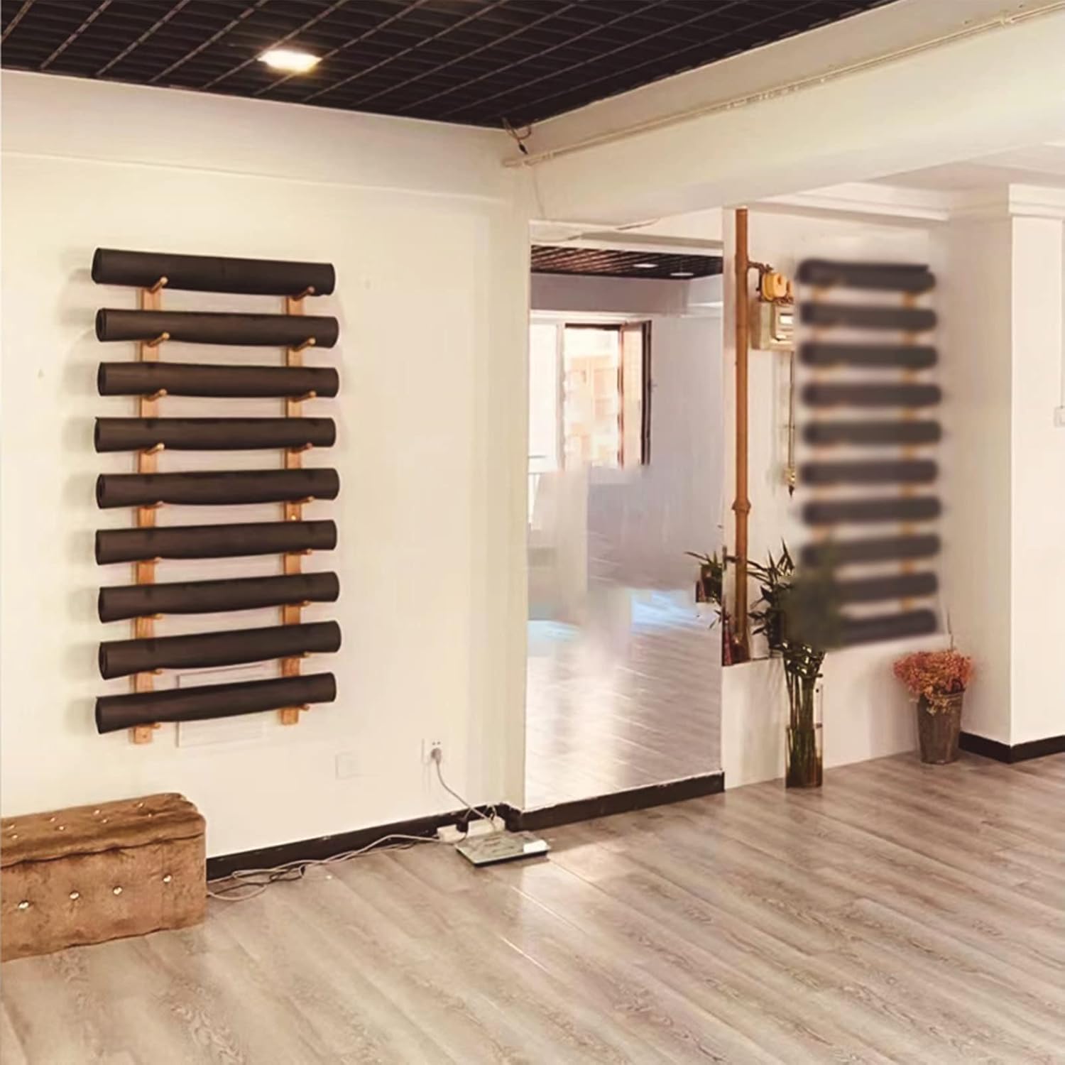 Amazon.com: Yoga Mat Holder 9 Layer Wood Yoga Mat Holder for Commercial ...