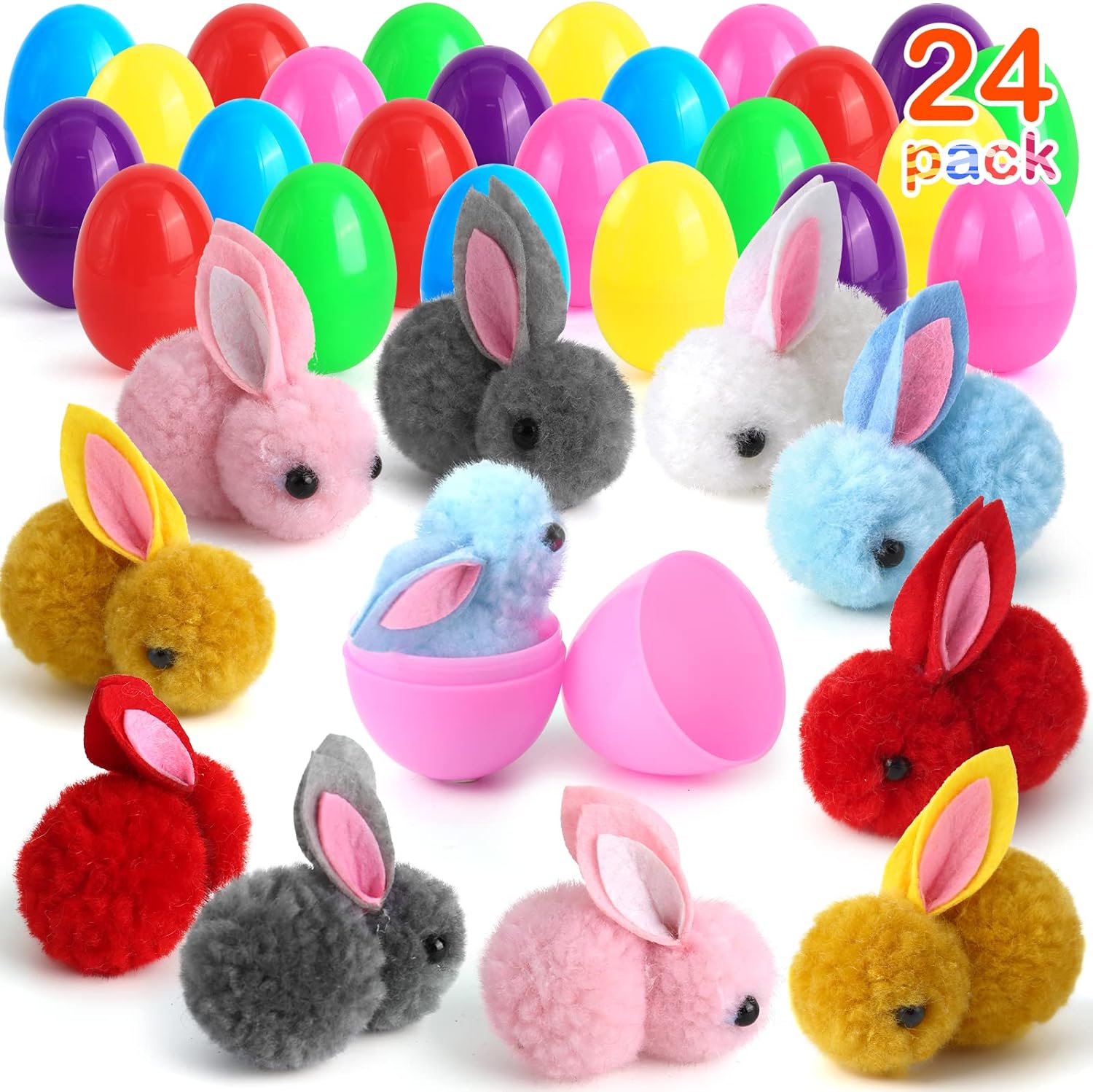 Amazon.com: 24 Pack Easter Eggs Fillers with Easter Bunny Plush, Easter ...