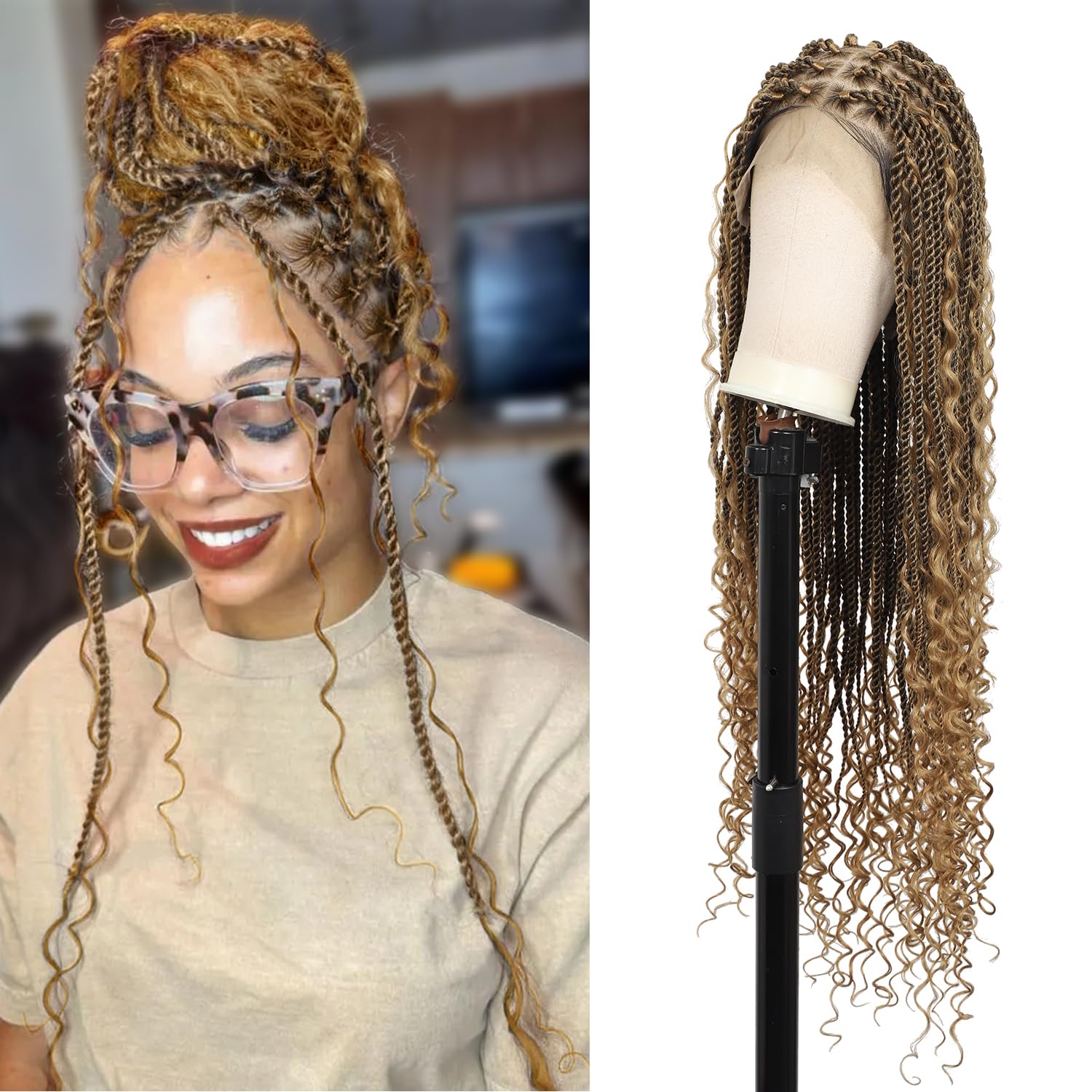 Amazon.com : Olymei 360° HD Full Lace Braided Wigs for Women Knotless ...