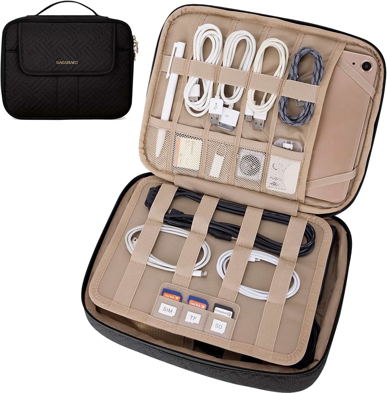 Amazon.com: BAGSMART Electronic Organizer,Travel Cable Organizer,Double ...