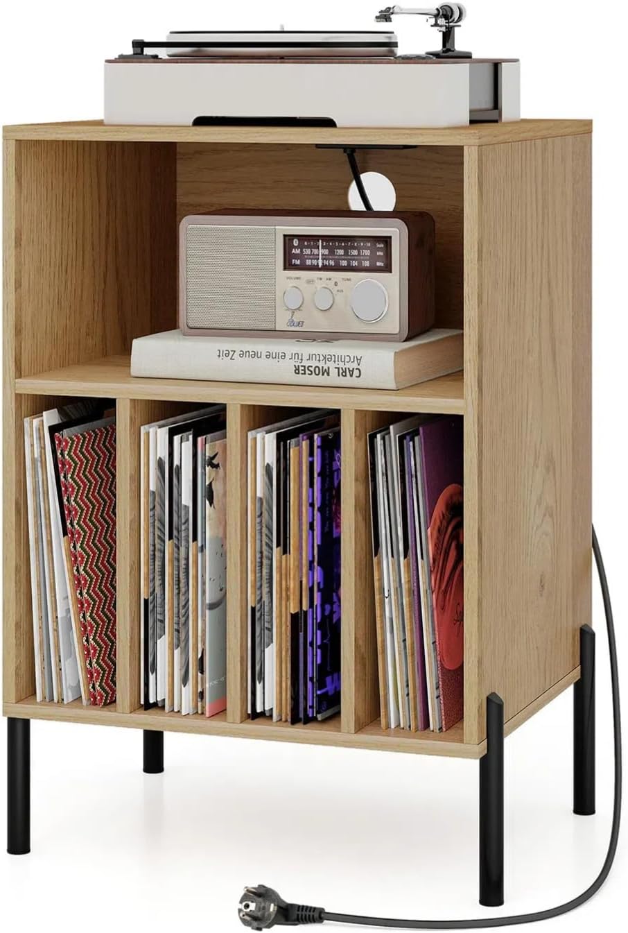 KOMFOTTEU Meuble Platine Vinyle avec Station de Charge, Support de ...