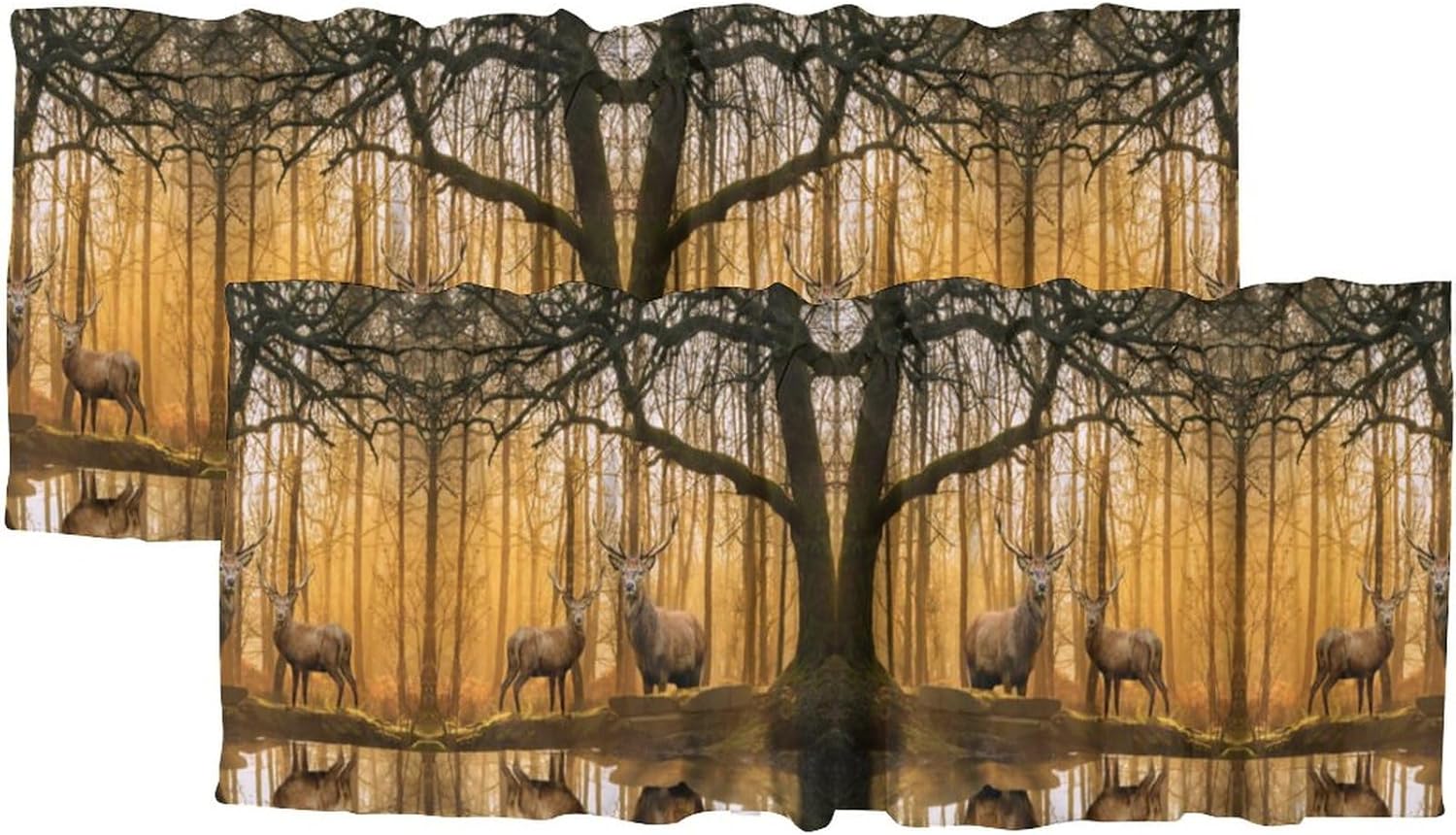 Amazon.com: Brebasf Rustic Cabin Deer Blackout Rod Pocket Curtains ...