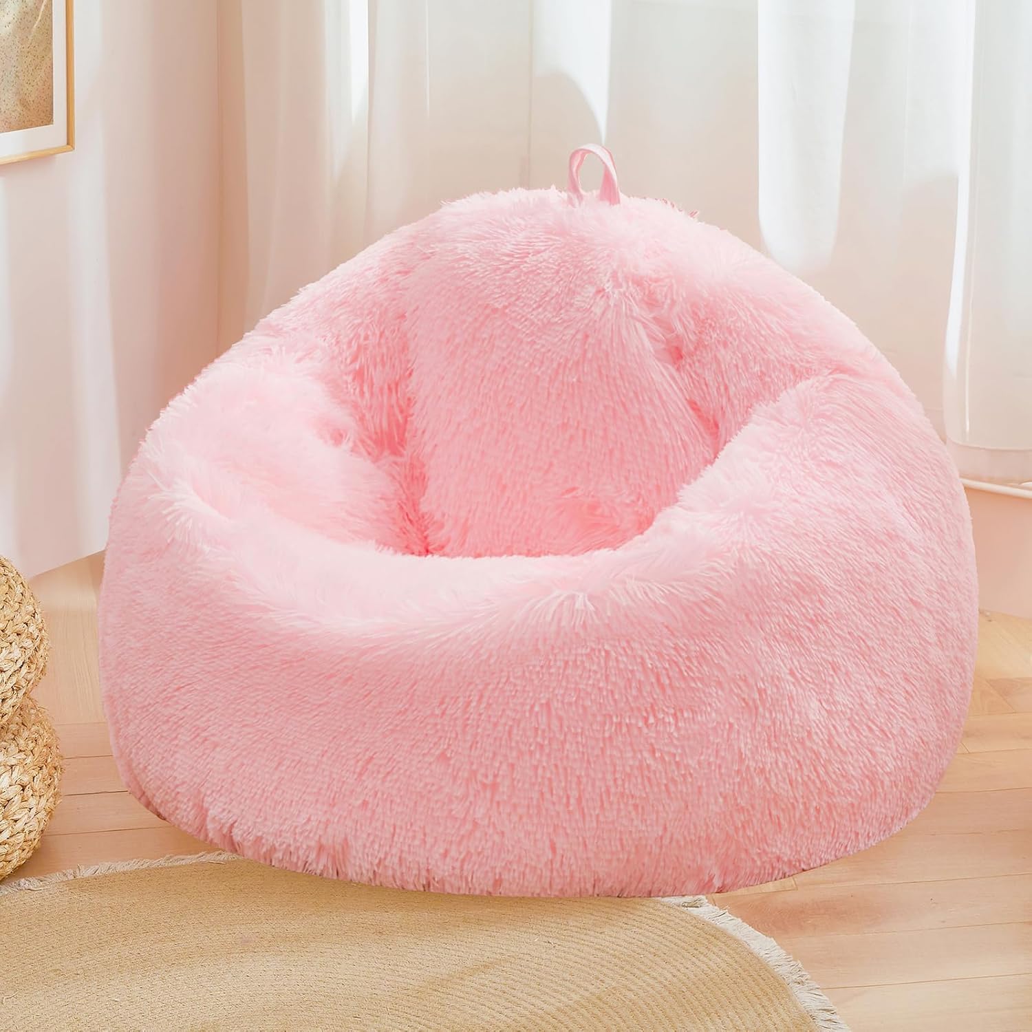 Amazon.com: Pink fluffy bean bag chair covers (No Filler), comfy Plush ...