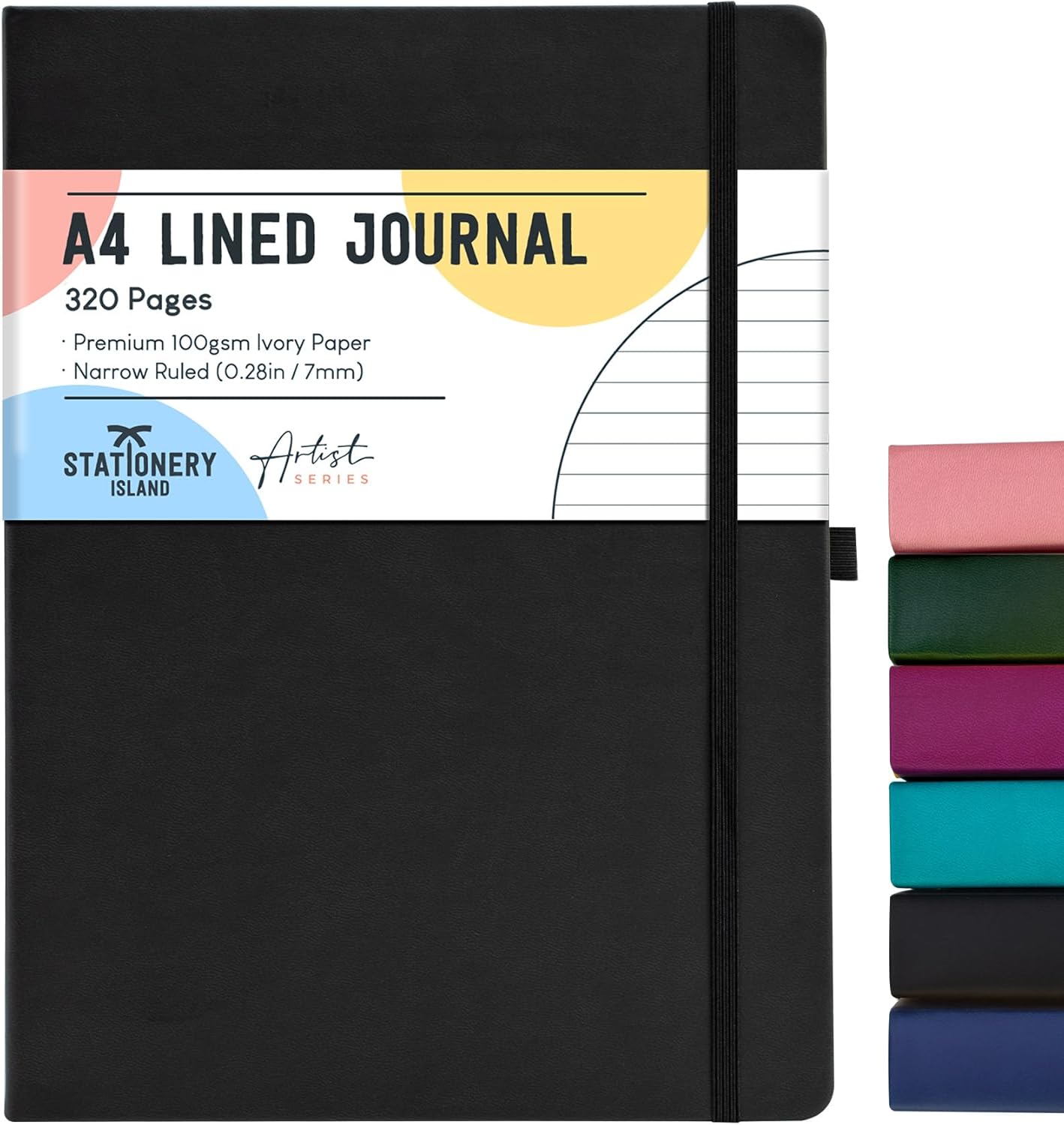 STATIONERY ISLAND A4 Lined Notebook, 320 Pages Thick Journal Notebook ...