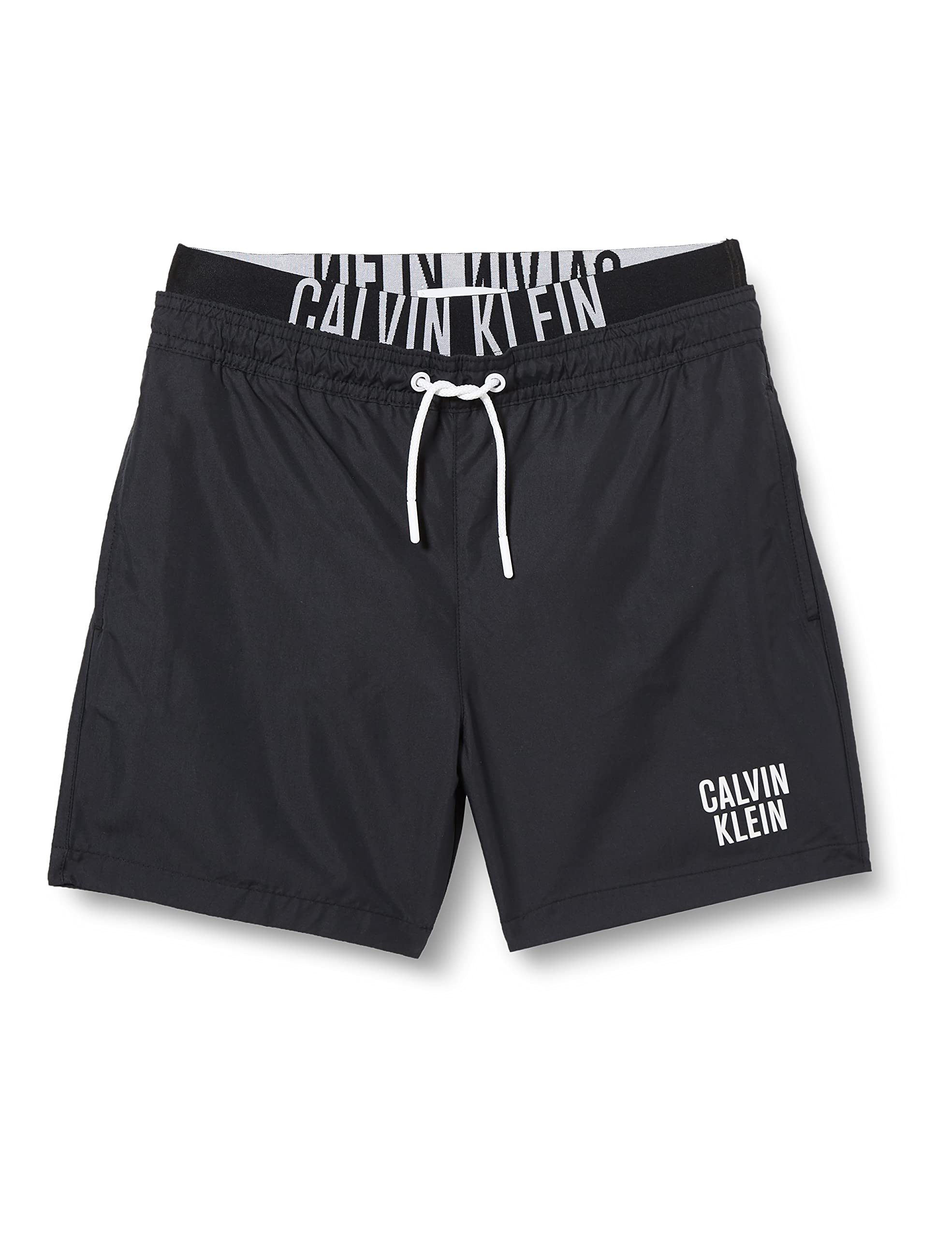 Calvin Klein Pantaloncino da Bagno Bambino Medium Double WB Lungo, Nero (PVH Bl