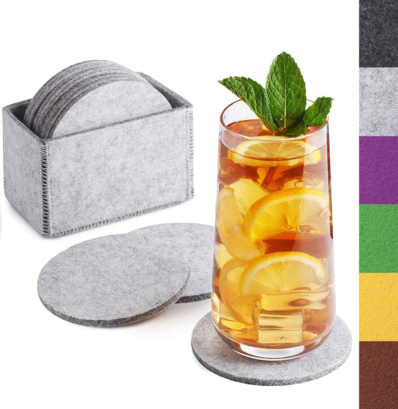Sidorenko Felt Coasters Round for Glasses - Set of 10 incl. Box ...