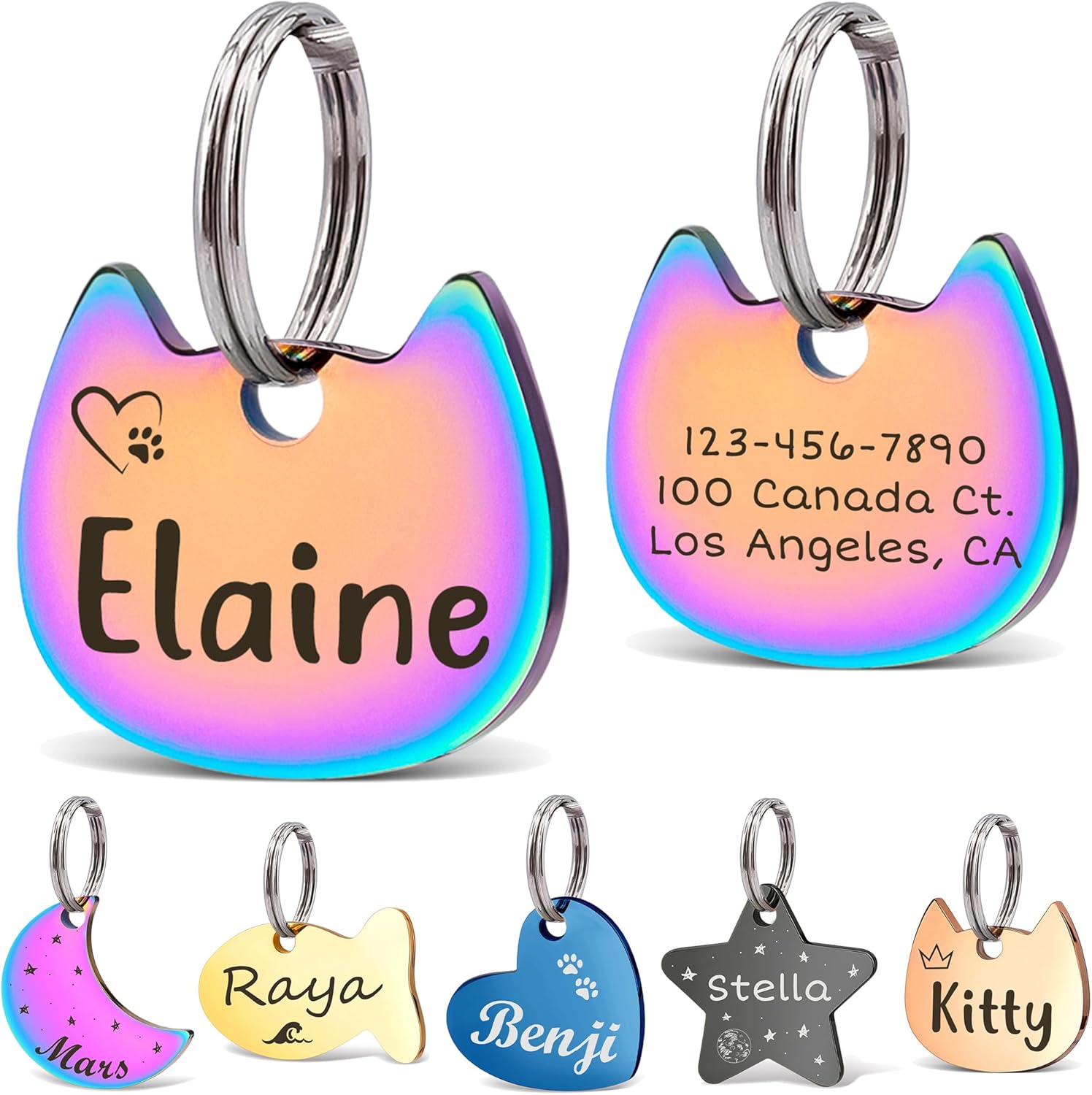 Amazon.com: Anavia Small Size Dog Cat ID Tags, Small/XS Personalized ...