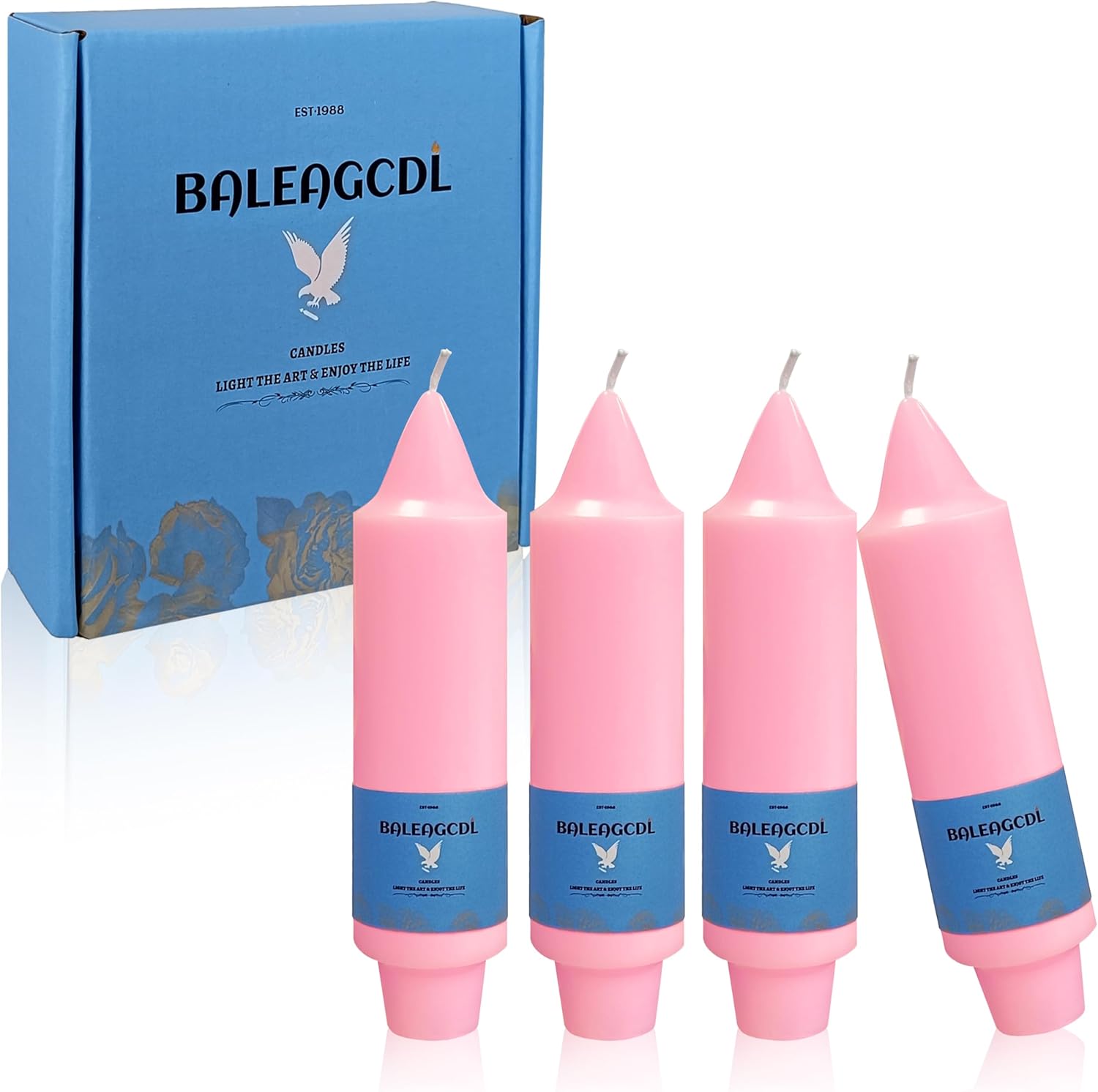 Amazon.com: Handmade Unscented Long Lasting Twisted Pink Taper Candles ...