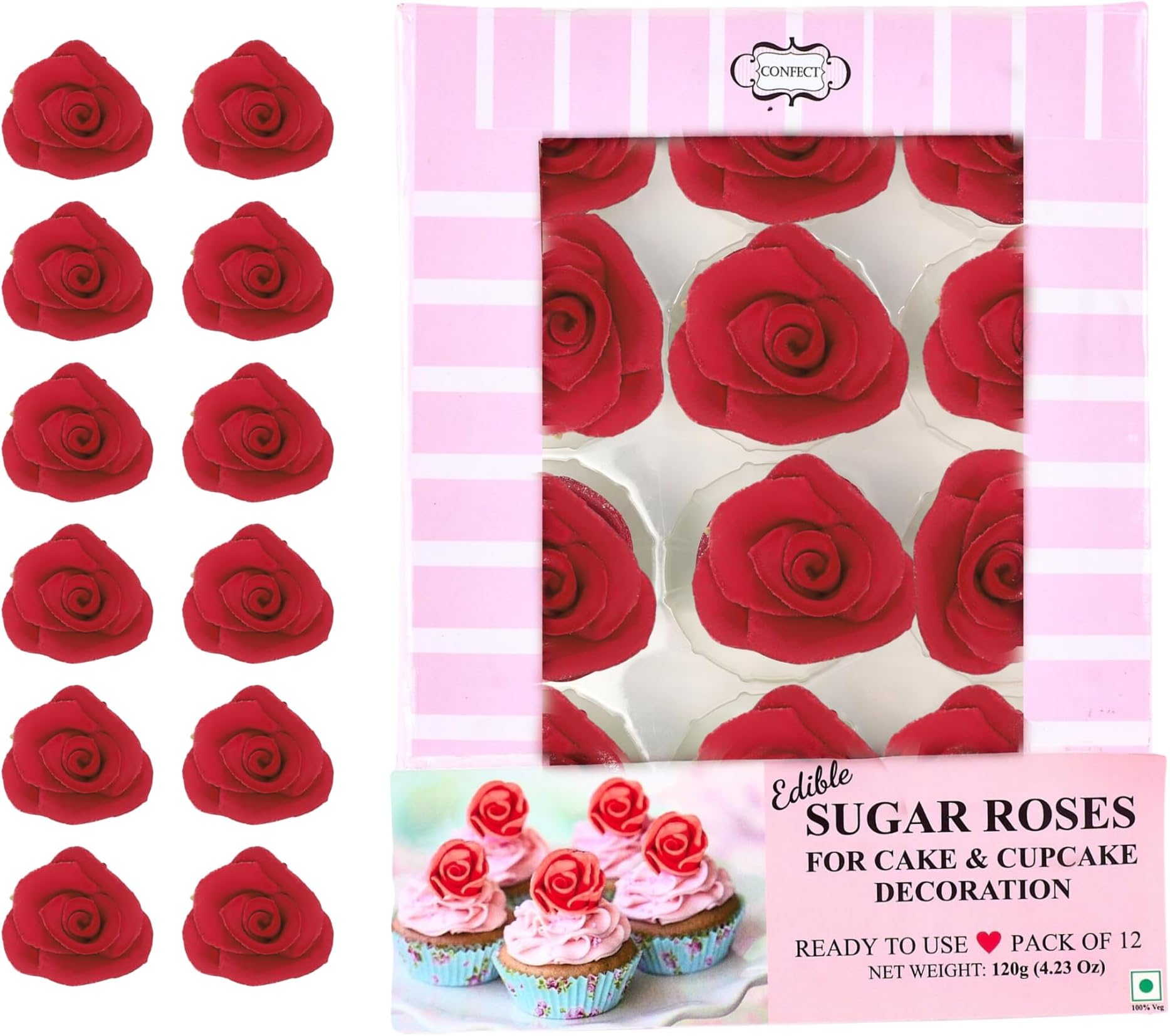 Amazon.com : Confect Edible Flower | Edible Flower for cake decorations ...