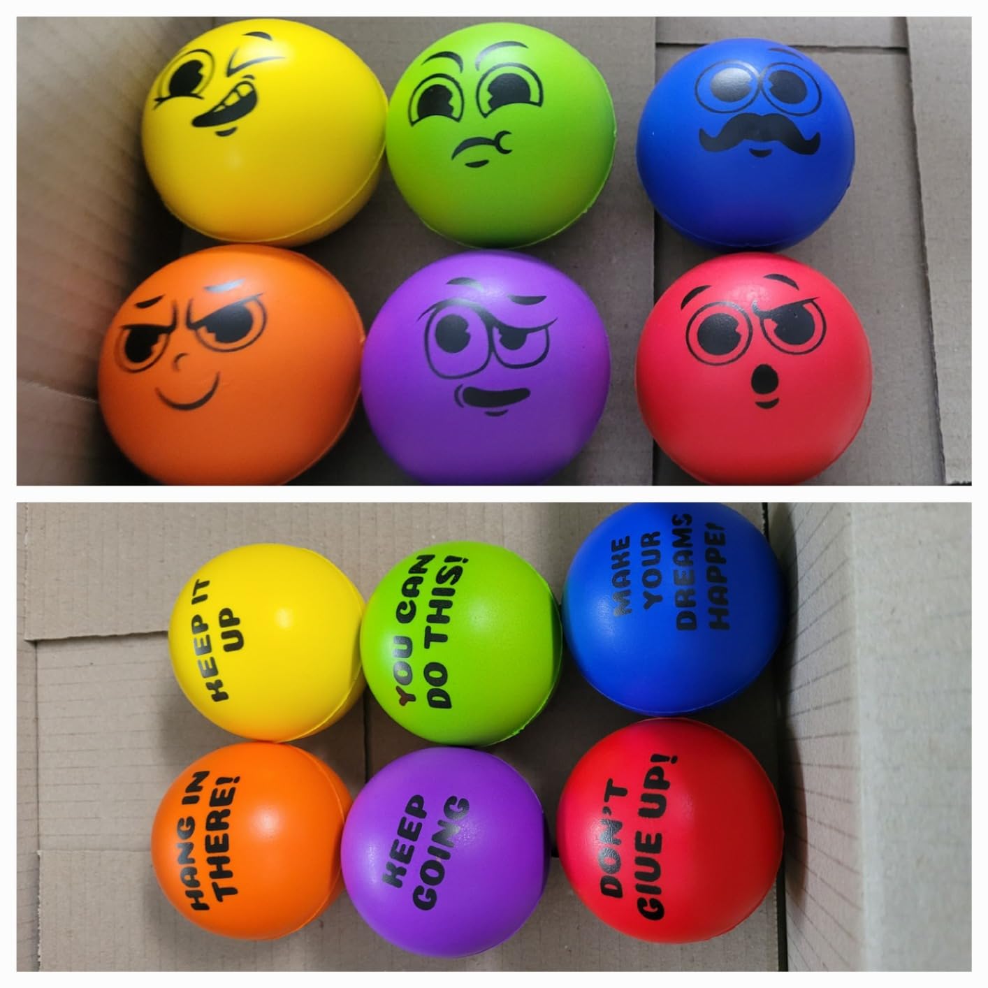 Homotte 6Pcs Motivational Stress Balls for 3+ Kids and Adults ...