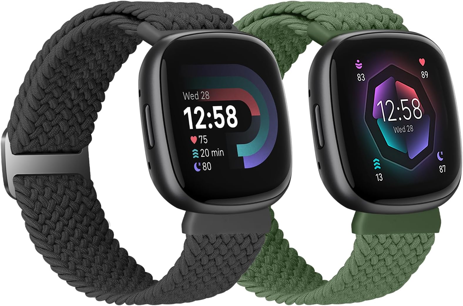 Amazon.com: YCHDDER 2 Pack Elastic Braided Band Compatiable with Fitbit ...