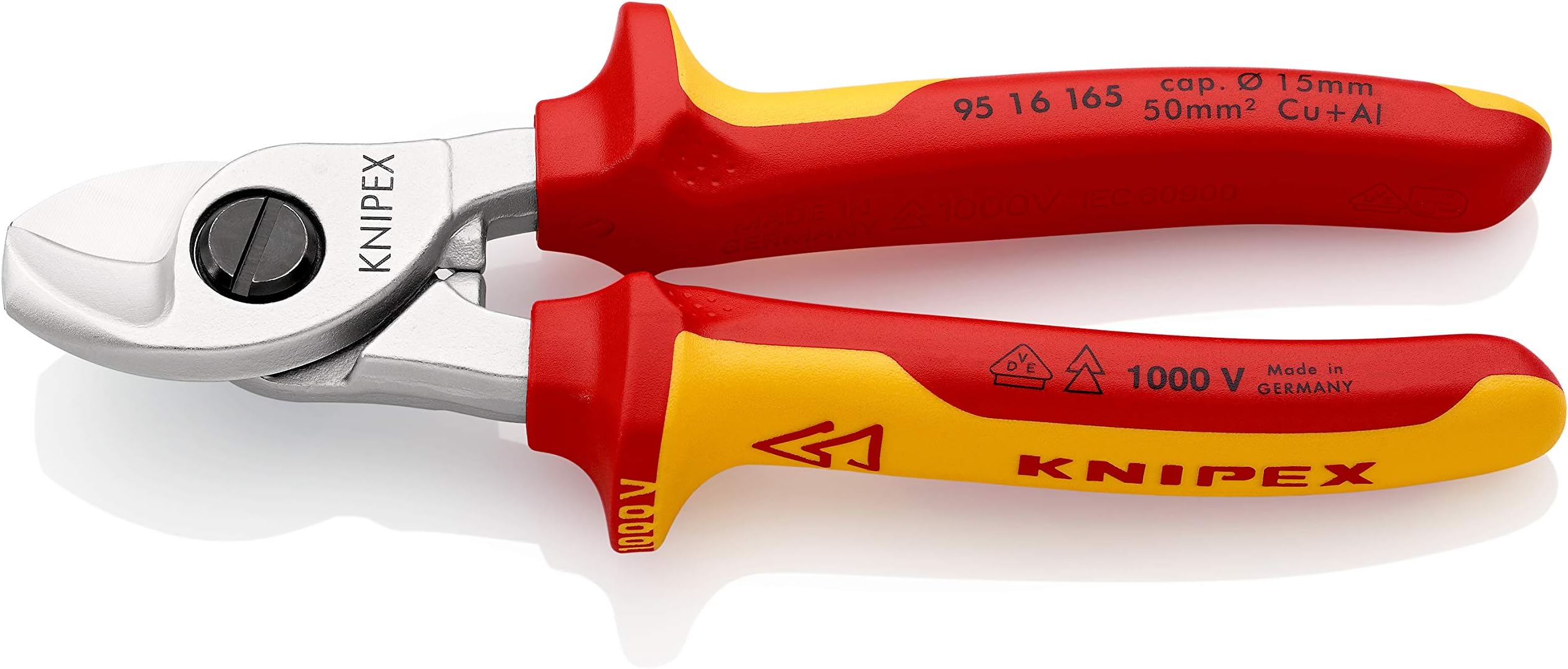 Knipex Cable Shears with opening spring chrome-plated, insulated with ...