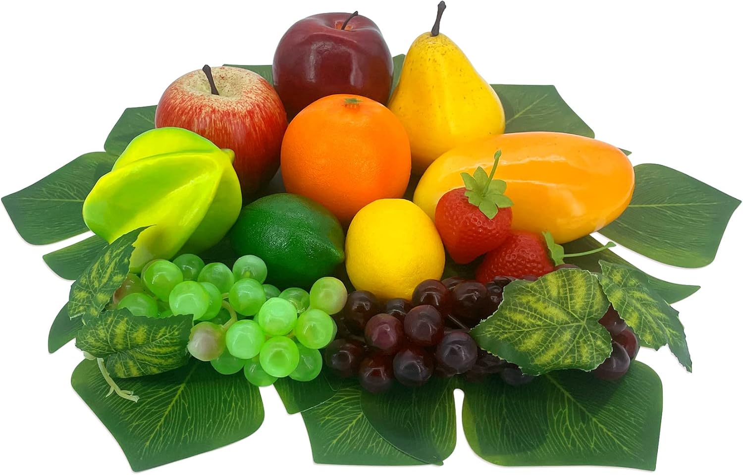 Amazon.com: Lorigun 22 Pcs Fake Fruit, Artificial Fruit with Palm ...