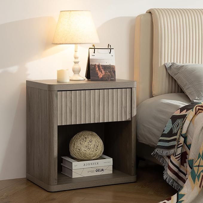 Amazon.com: SICOTAS Night Stand Nightstand with Drawer Storage Fluted ...