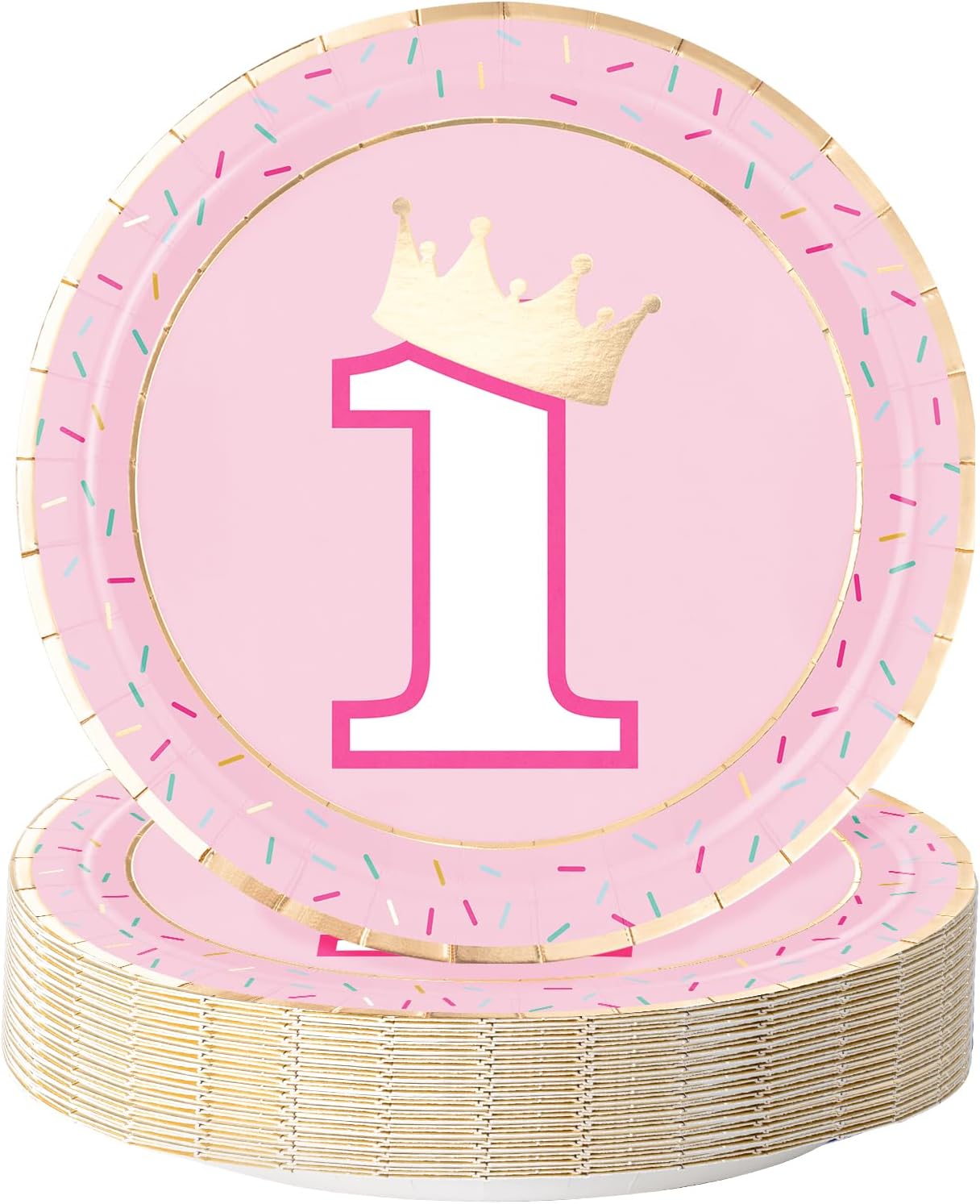 Amazon.com: WRAPAHOLIC 25Pcs 1st Birthday Paper Plates - 7 Inch 1st ...
