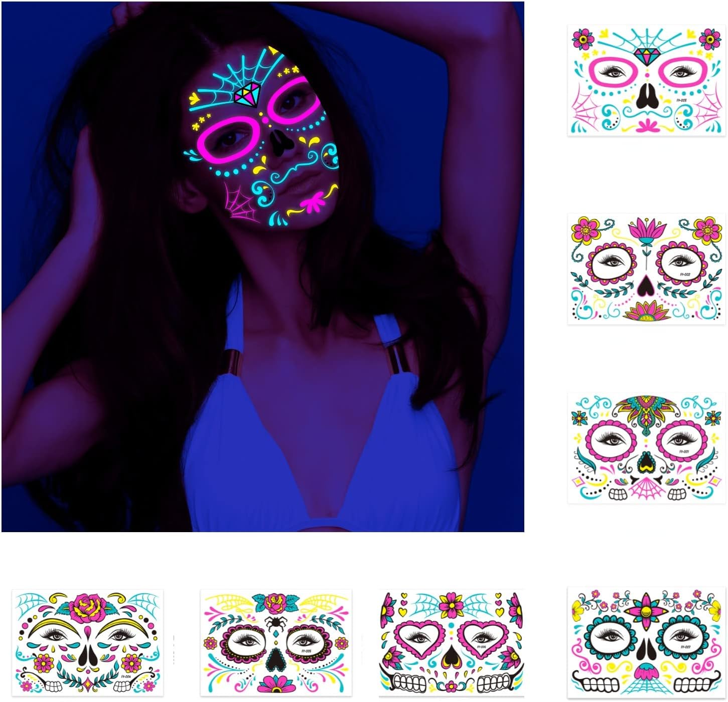 Amazon.com : halloween face jewels stick on body stickers Forehead face ...