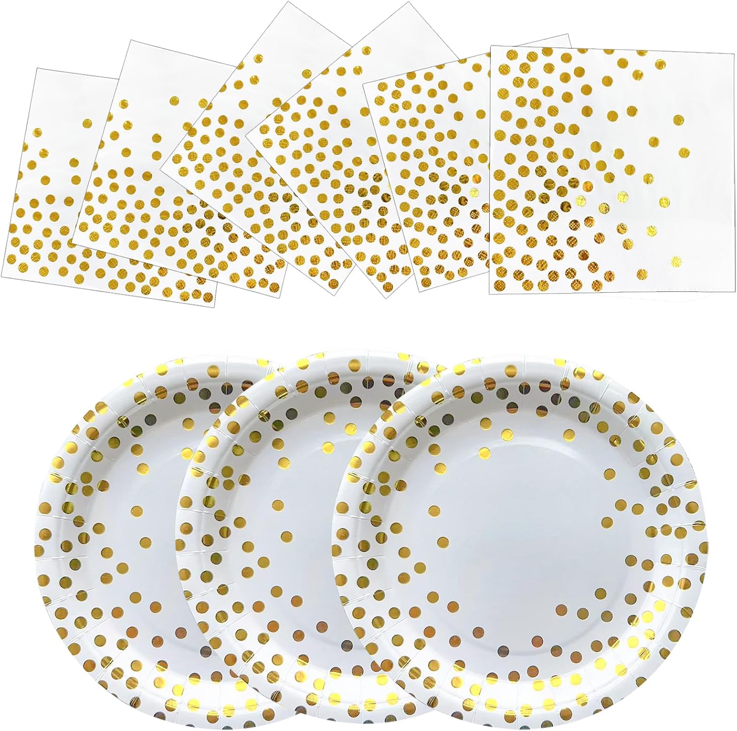 Amazon.com: hhdatc White and Gold Paper Plates Pack of 50,25 * 7 inch ...