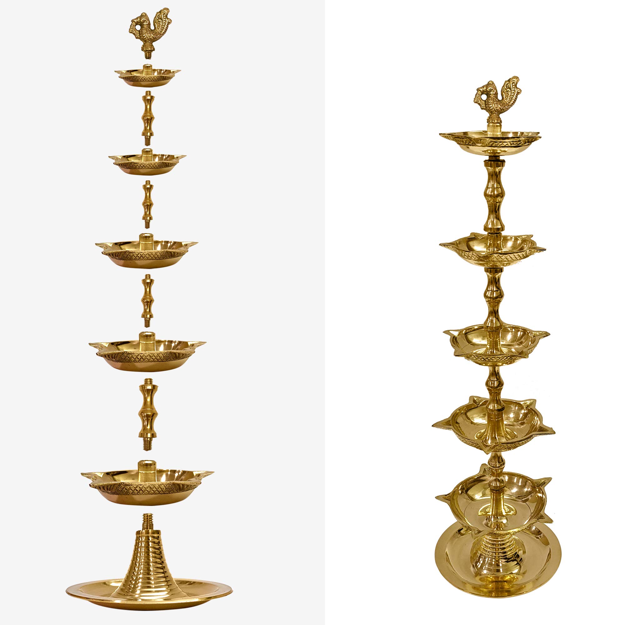 SATVIK Standing Brass 5 Steps Kerala Samai Diwali Deepak for Puja ...