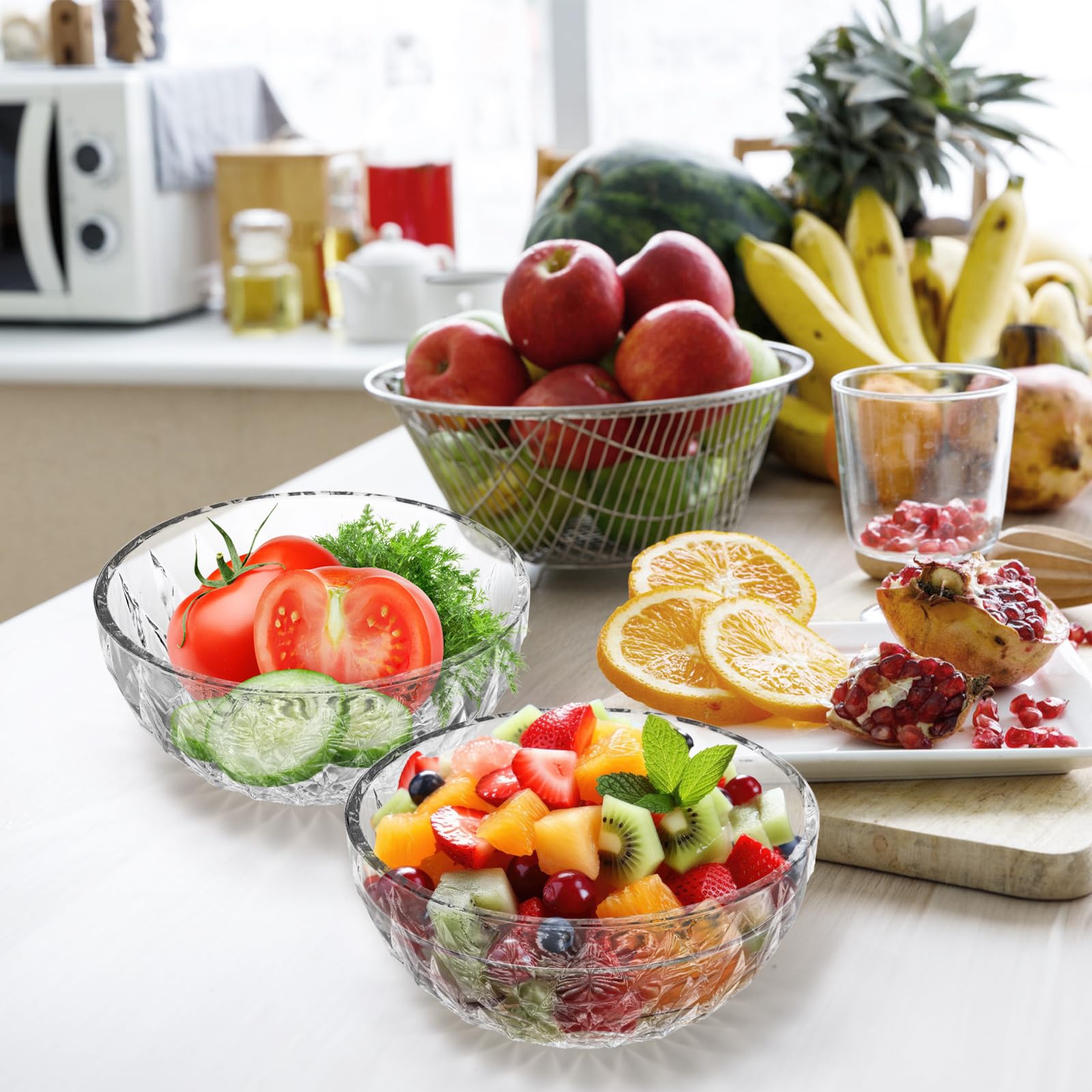 Serving Bowls Sungmor 2PC 12.5'' Large Thick Glass Fruit Bowls ...