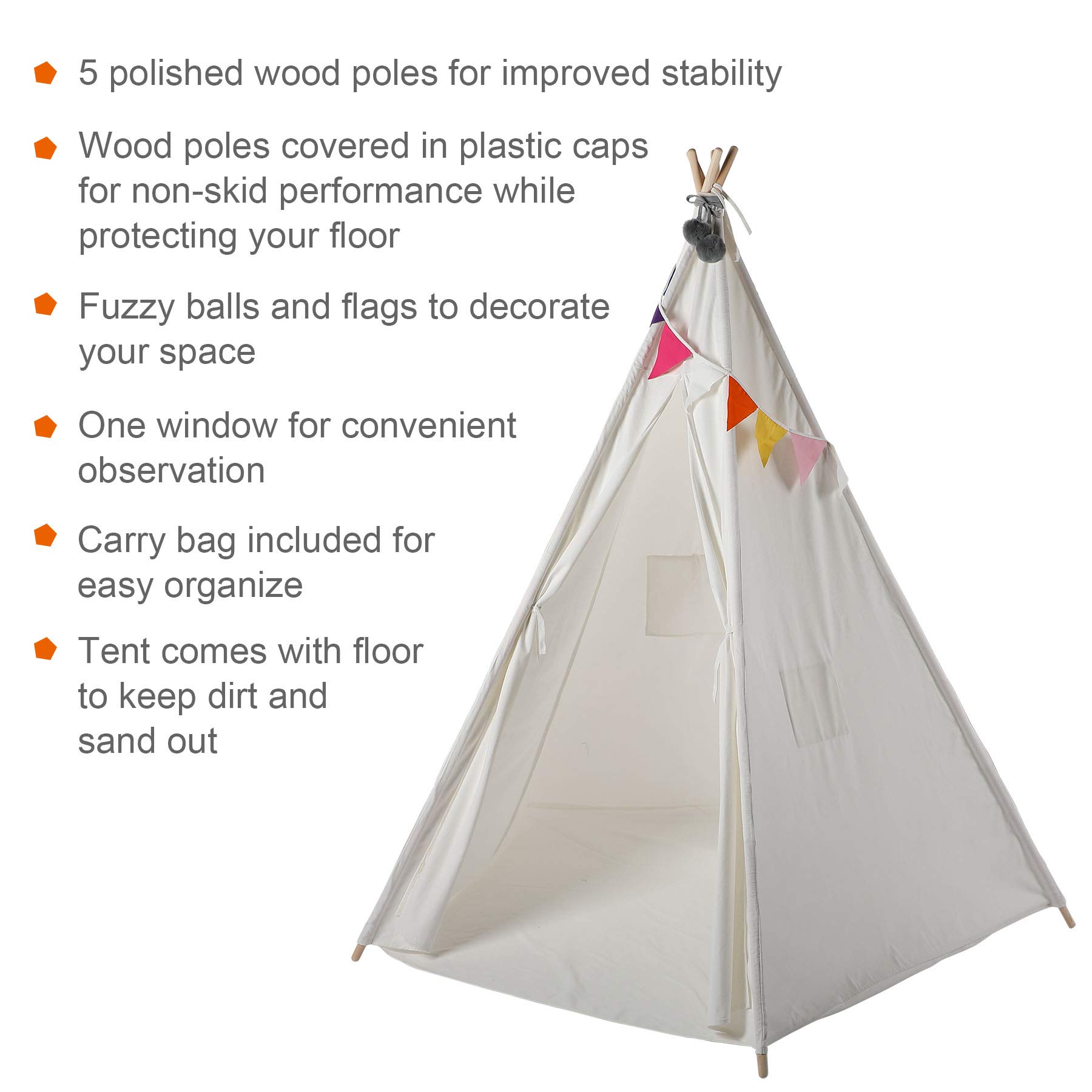 CO-Z Teepee Play Tent Foldable for Kids with Banners - Super Large, for ...