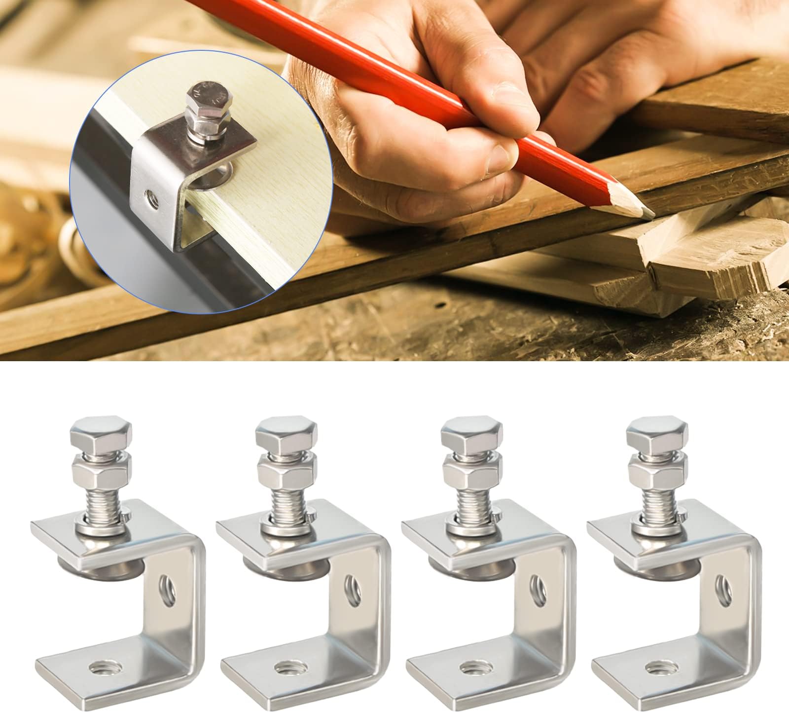 WEKBOSS Small C Clamps for Woodworking 21 mm, Heavy Duty Stainless ...