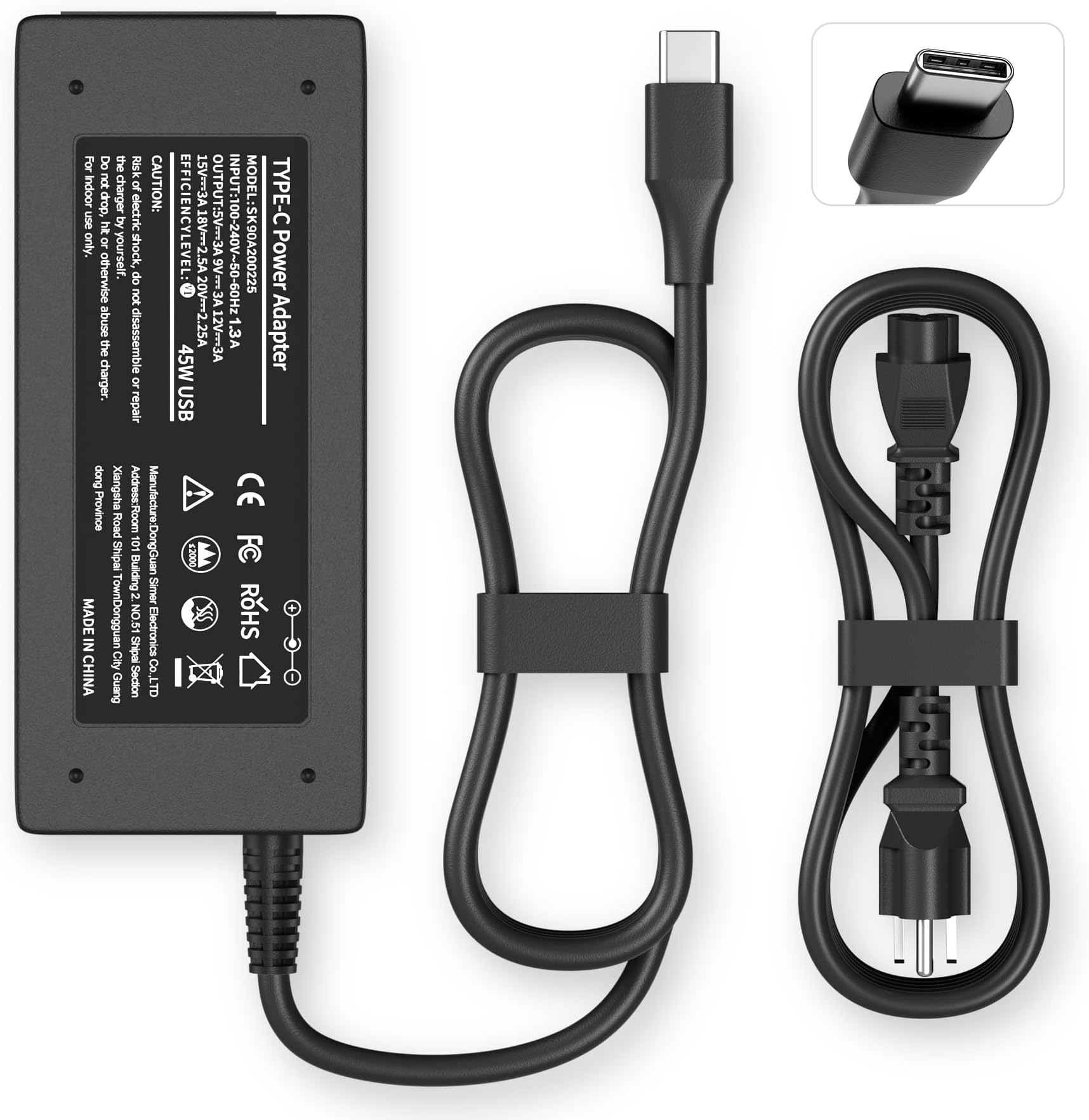 Amazon.com: USB C Laptop Charger 65w 45w fit for Lenovo ThinkPad ...
