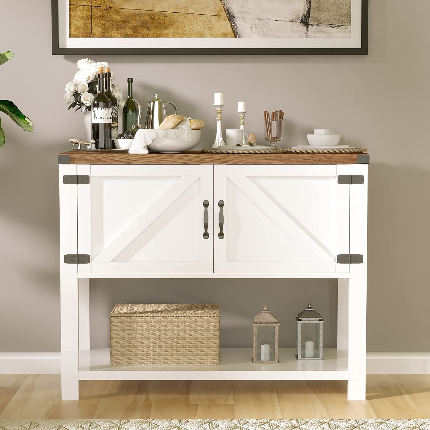 Rustic Farmhouse Wood Buffet Storage Cabinet Living Room at Stacey ...