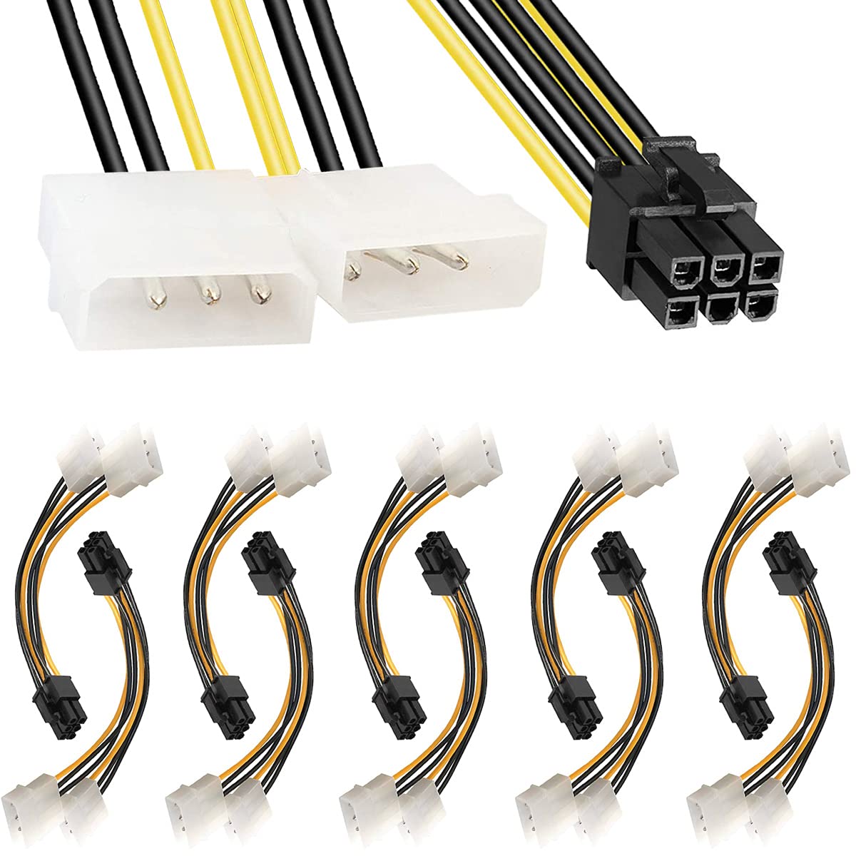 Buy Xiatiaosann 10 Pack Dual 4 Pin Molex to 6 Pin PCI Express PCI-E ...