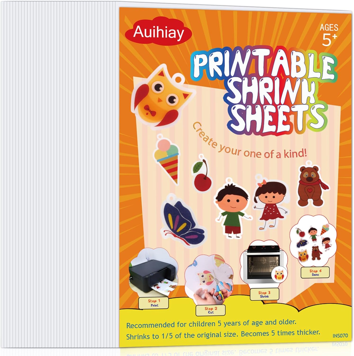 Amazon.com: Auihiay 36 Pieces Printable Shrink Plastic Sheets, Shrink ...
