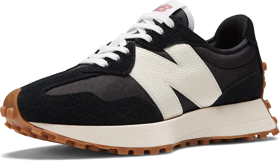 Amazon.com | New Balance Women's 327 Sneaker, Black/White, 7 | Fashion ...