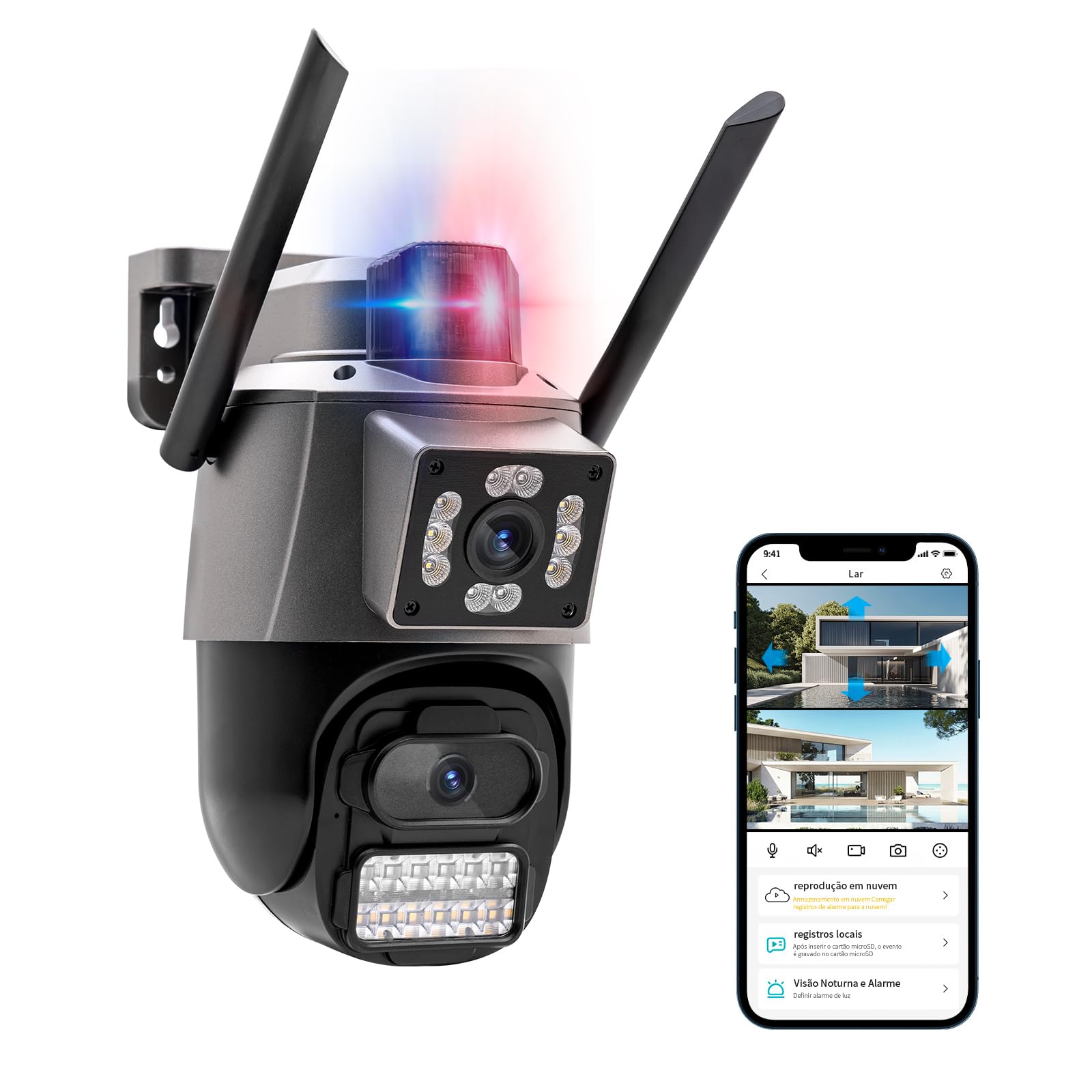 Câmera IP Sem Fio de Segurança Externa HD 3MP, Câmera de Visão Noturna ...