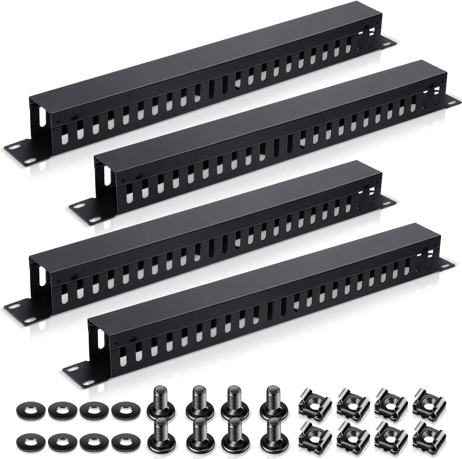 Amazon.com: Leinuosen 4 Pcak 1U 19'' Cable Manager 24 Slot Horizontal ...