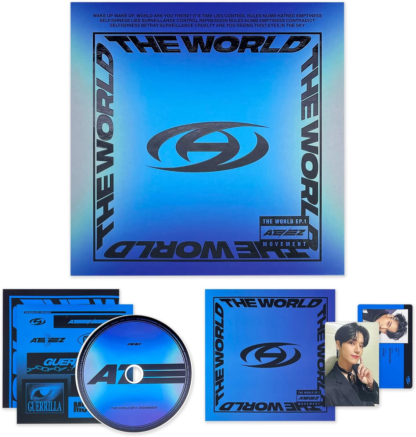 ATEEZ - Photo Booklet + DISC + Sticker + Folded Lyrics Poster + ID Card ...