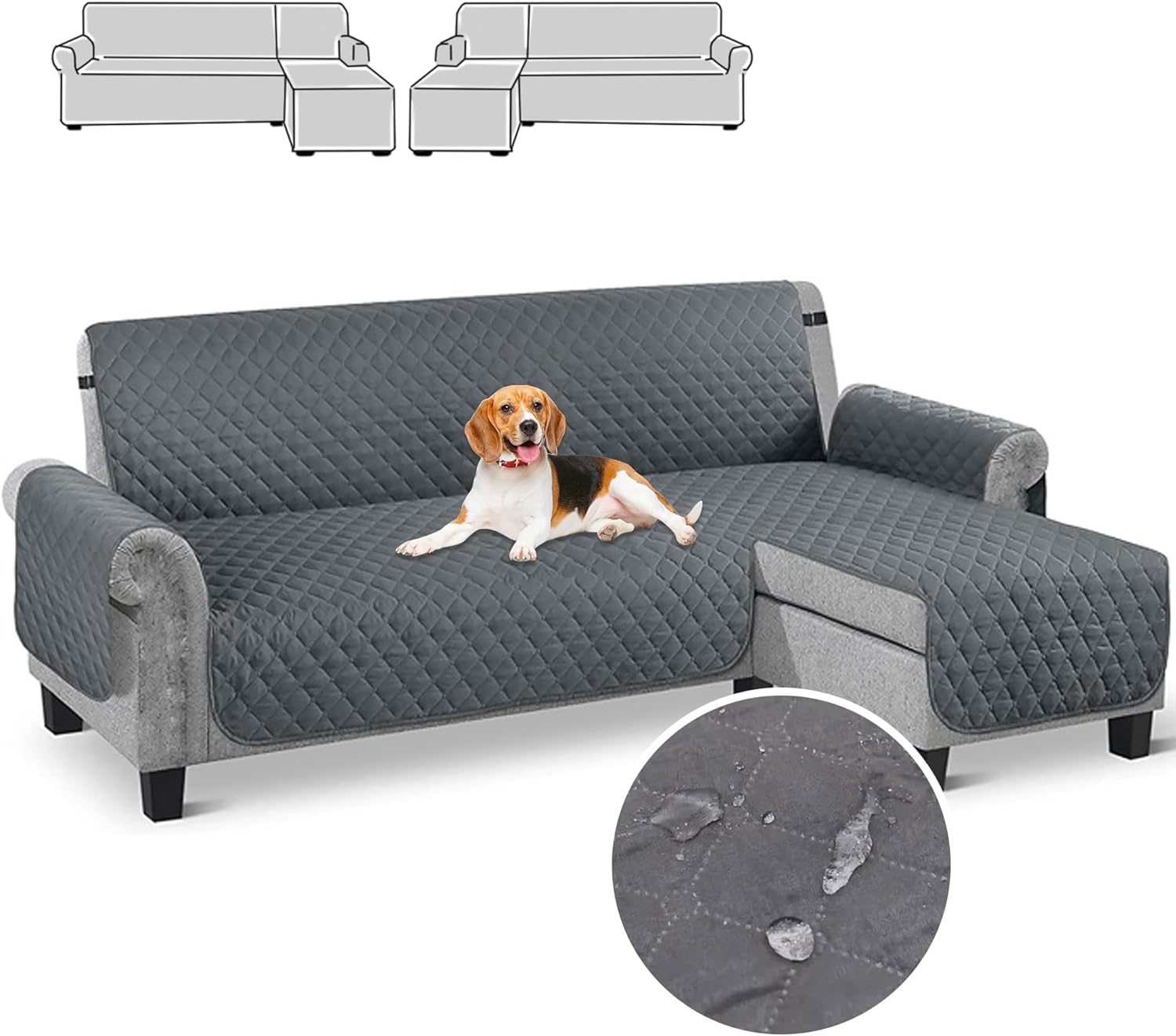 Sofa Slipcover, L Shape Sofa Cover Sectional Couch Cover Chaise Lounge ...