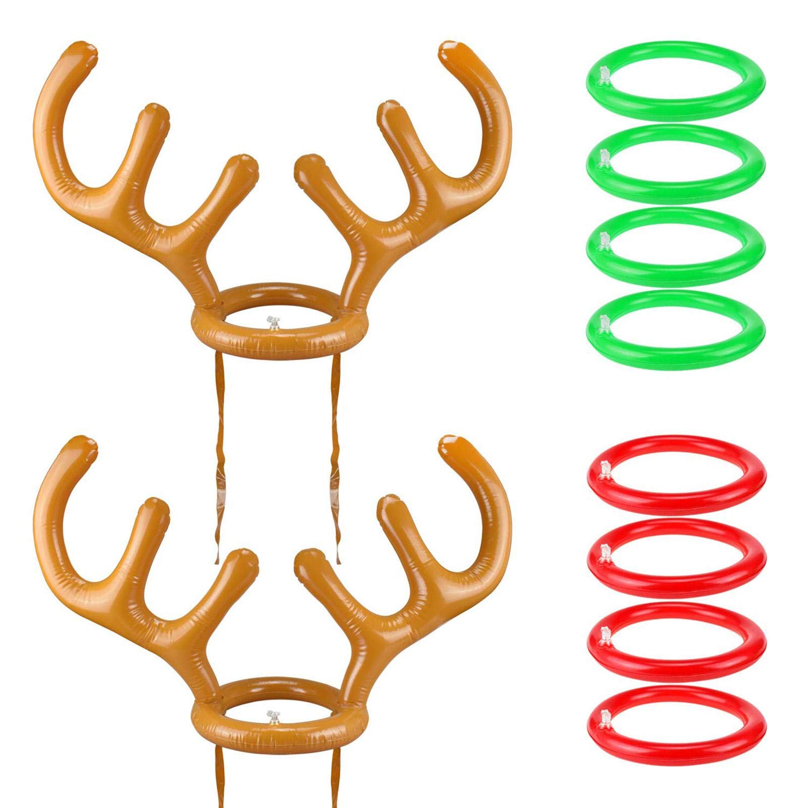 Family Christmas Games Inflatable Reindeer Antler Ring Toss Game ...