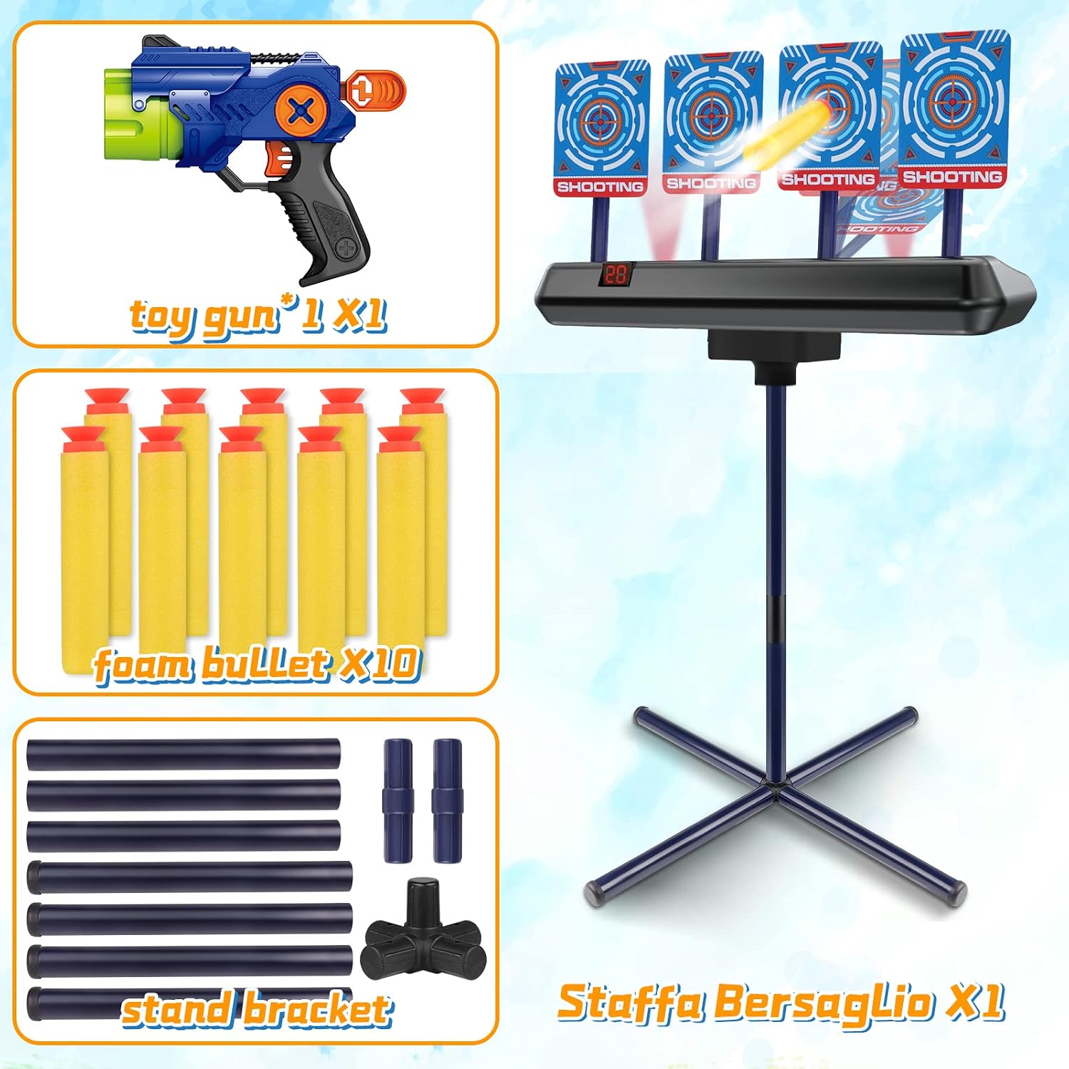 Electronic Digital Target for Nerf Guns, Indoor Outdoor Stand Set ...