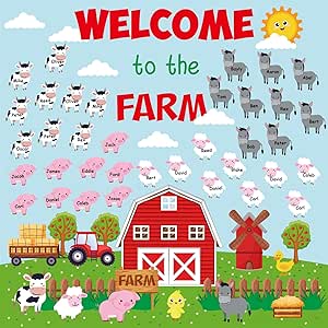Amazon.com: Large Welcome to The Farm Bulletin Board Set Farm Animals ...