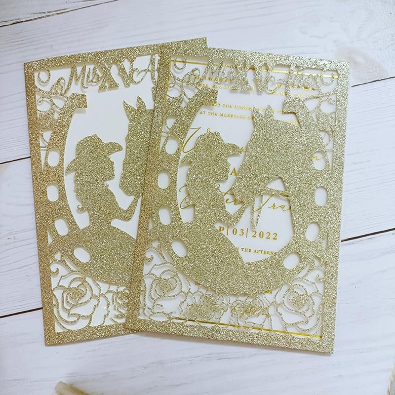 Amazon.com : Cylallen 50pc Glitter Paper Quinceanera Invitation Sweet ...