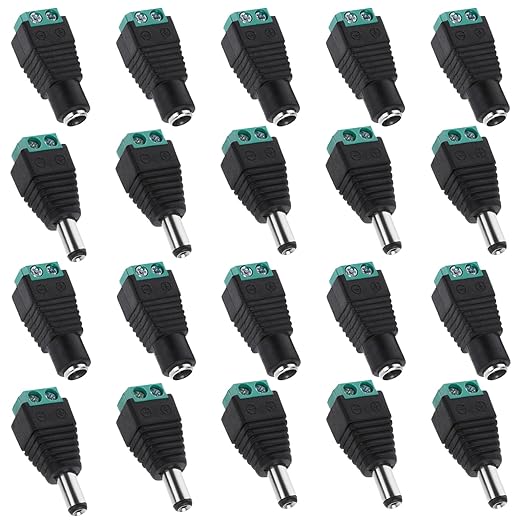 12V Male and Female DC Barrel Cable Connectors, 10 Pairs DC Power Jack ...